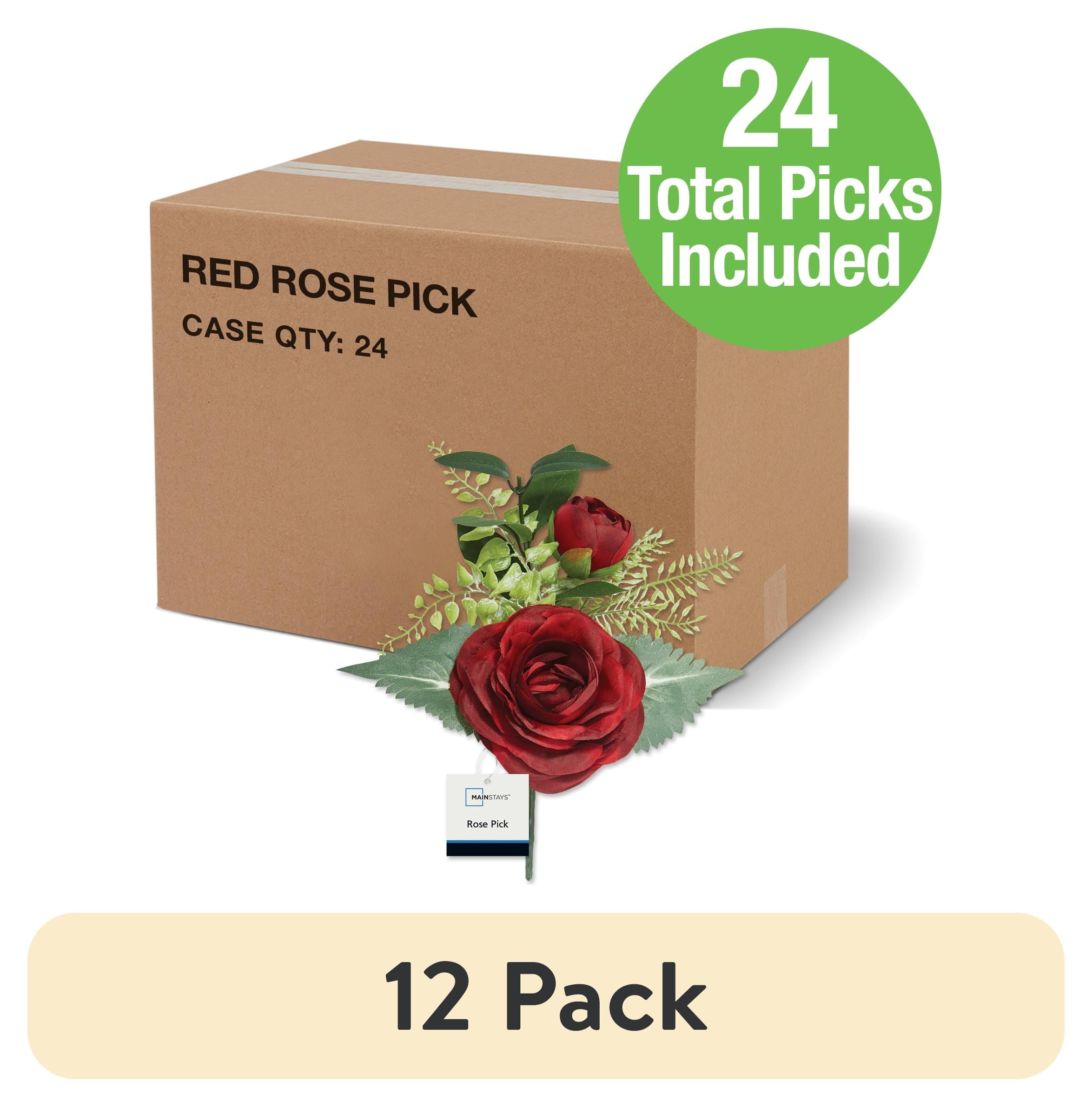(12 pack) Mainstays 9" Artificial Mini Red Rose Bouquet Pick, 24pk ...