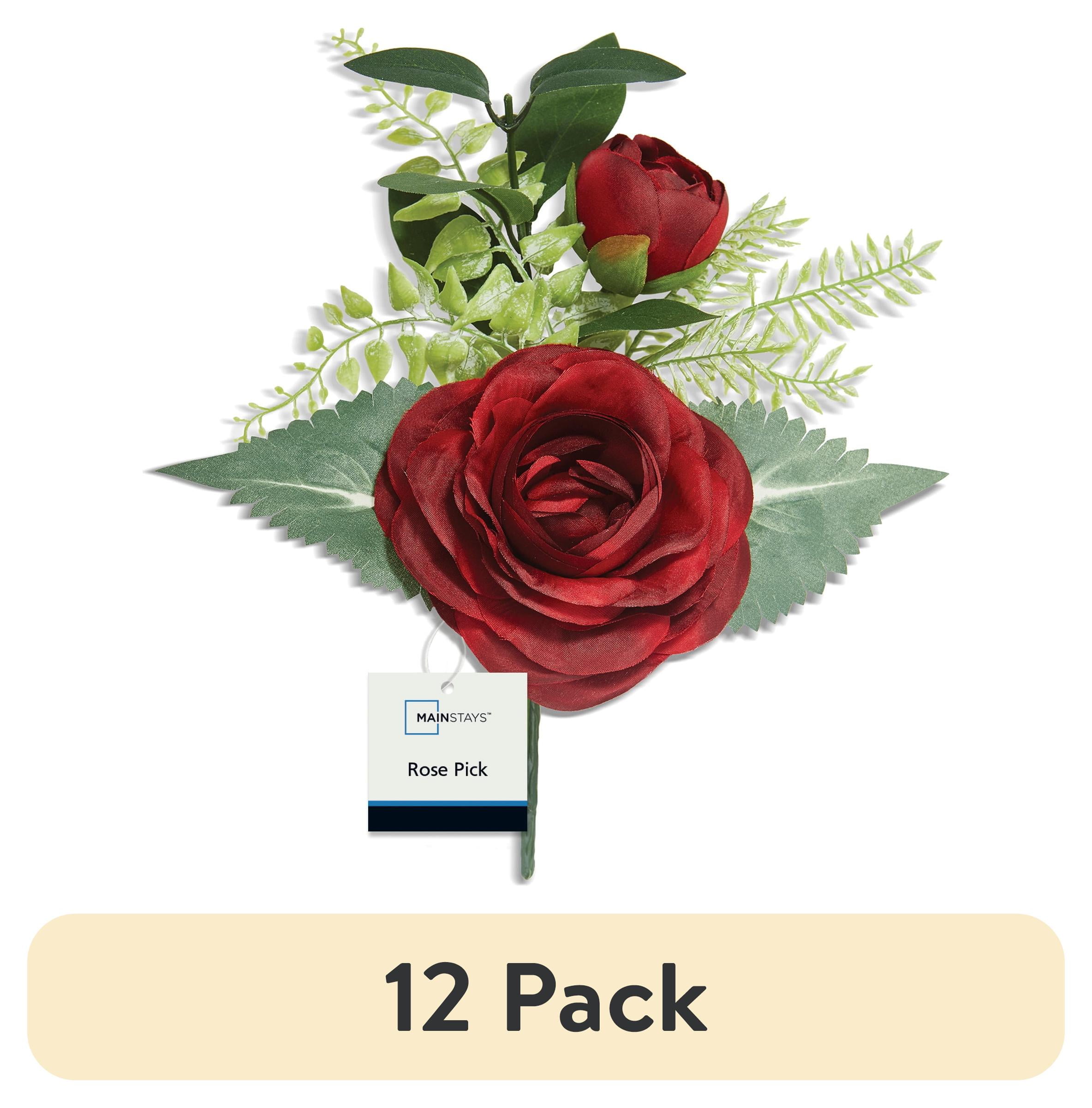 (12 pack) Mainstays 9" Artificial Mini Red Rose Bouquet Pick - Walmart.com