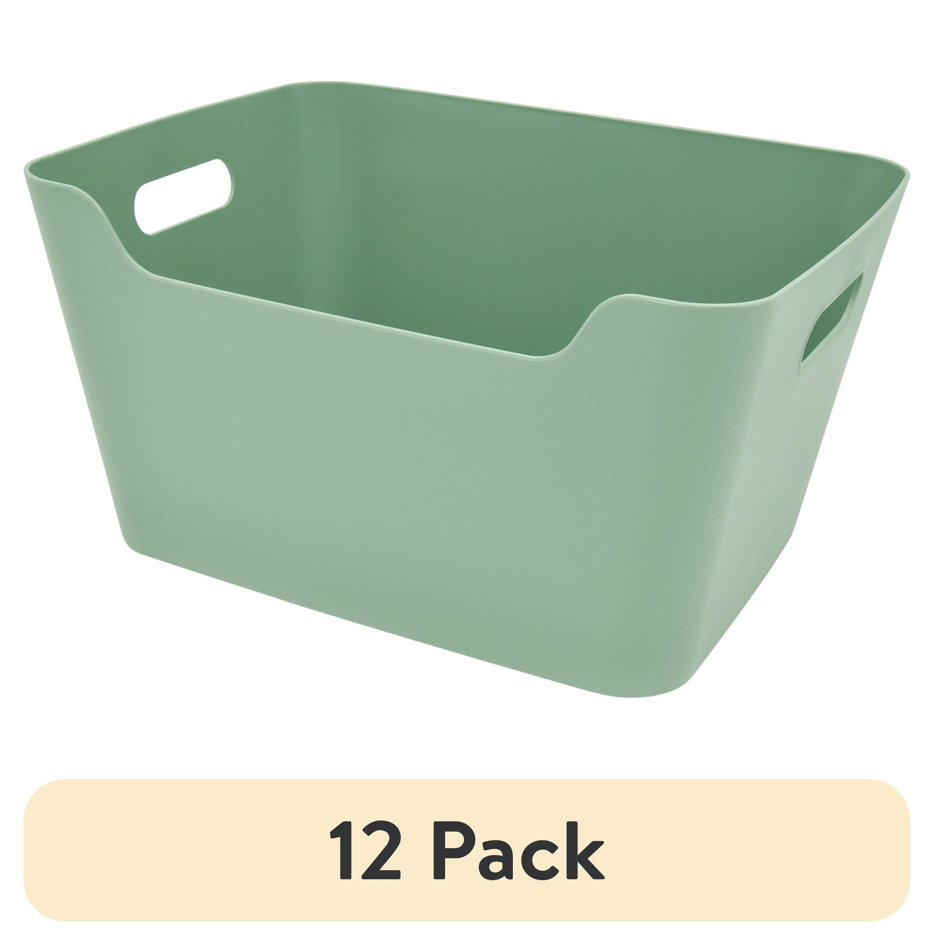 (12 pack) Mainstays Large Easy Access Plastic Storage Bin, Green Sage ...