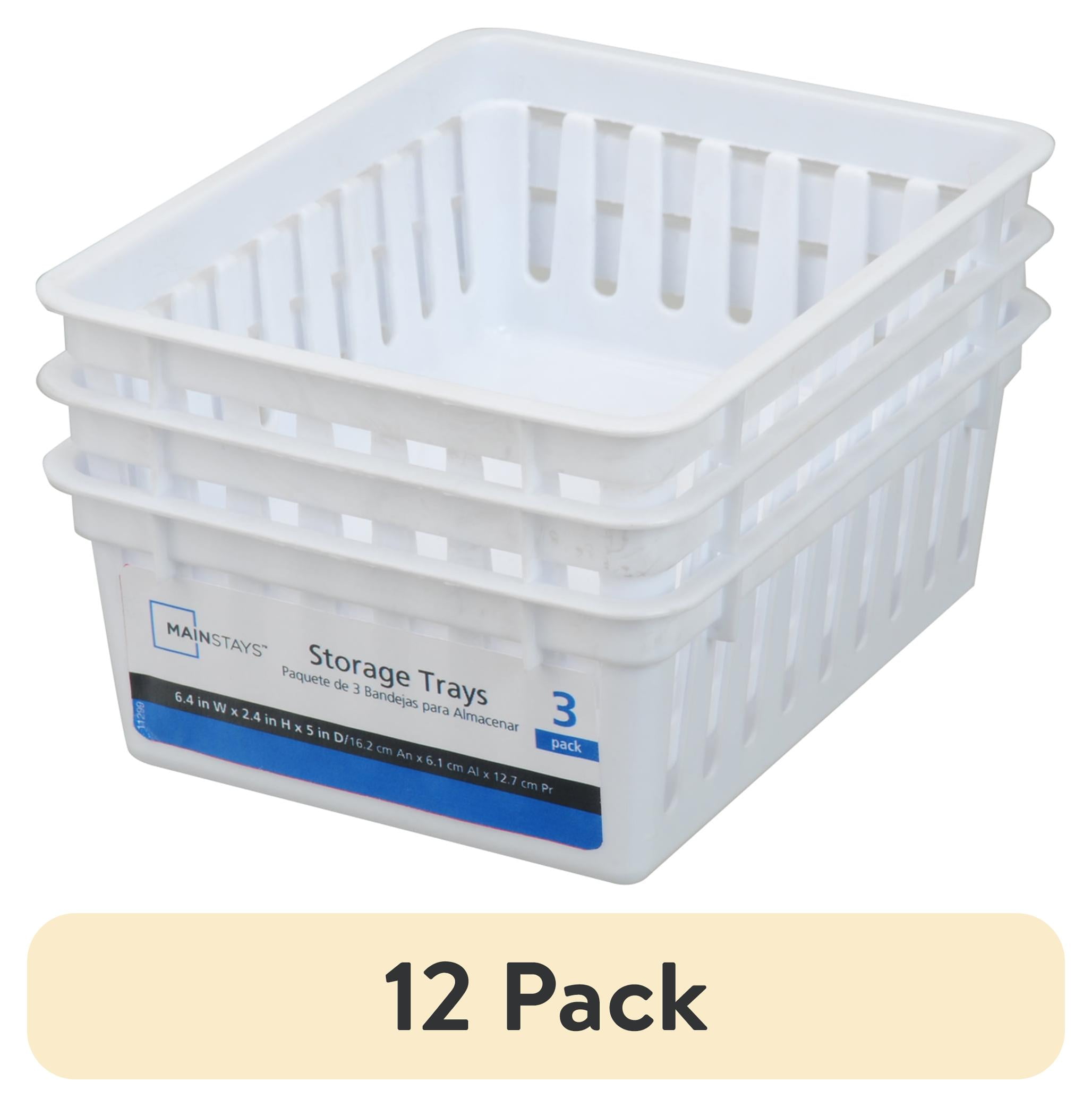 (12 pack) Mainstays Square Mini Plastic Storage Trays, Stackable, White ...