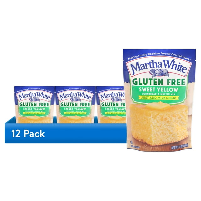(12 pack) Martha White Sweet Yellow Gluten Free Cornbread Mix, 7 Oz ...