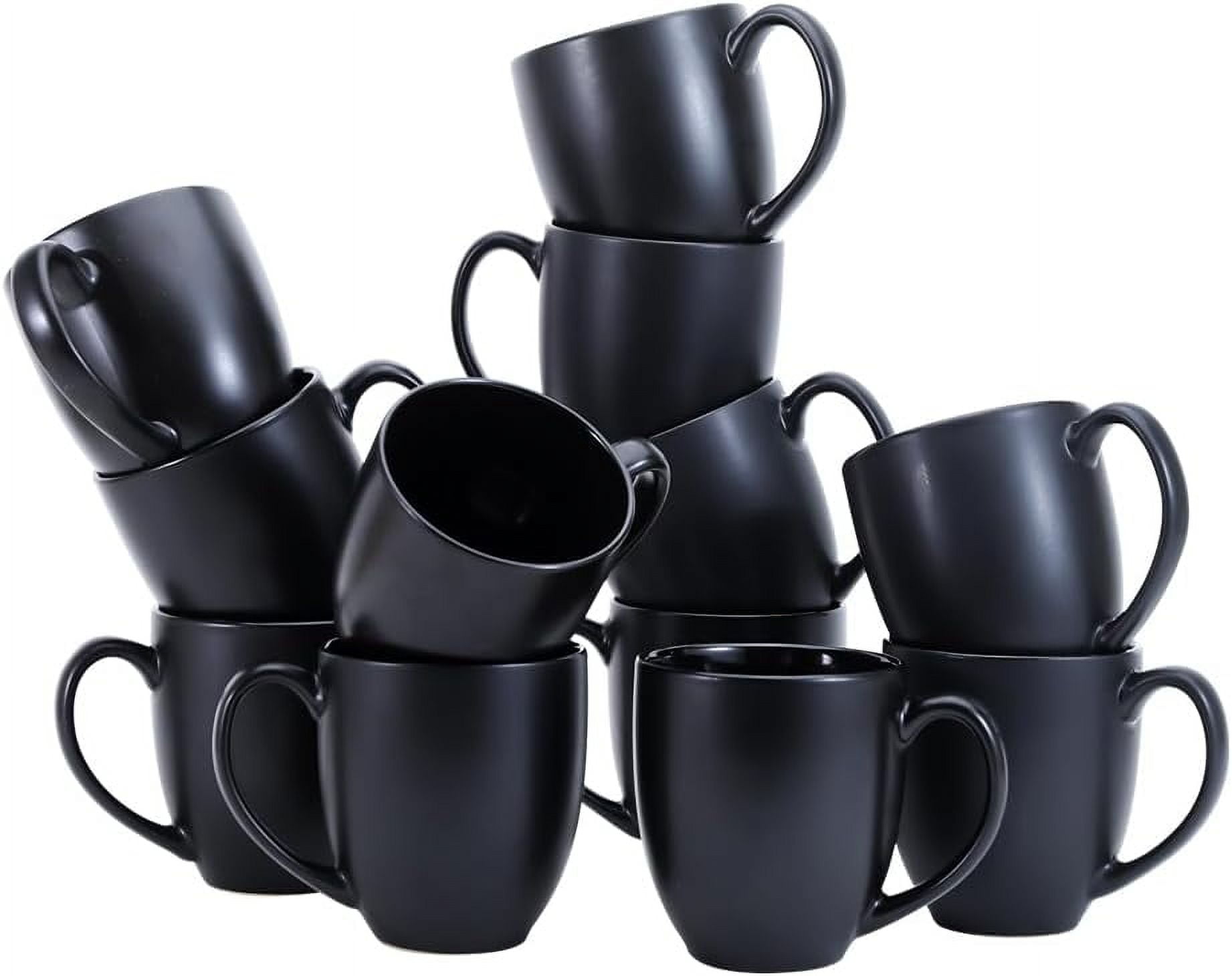 12-pack Matte Black Ceramic Coffee Mug, 16 ounces, Microwave-Safe ...