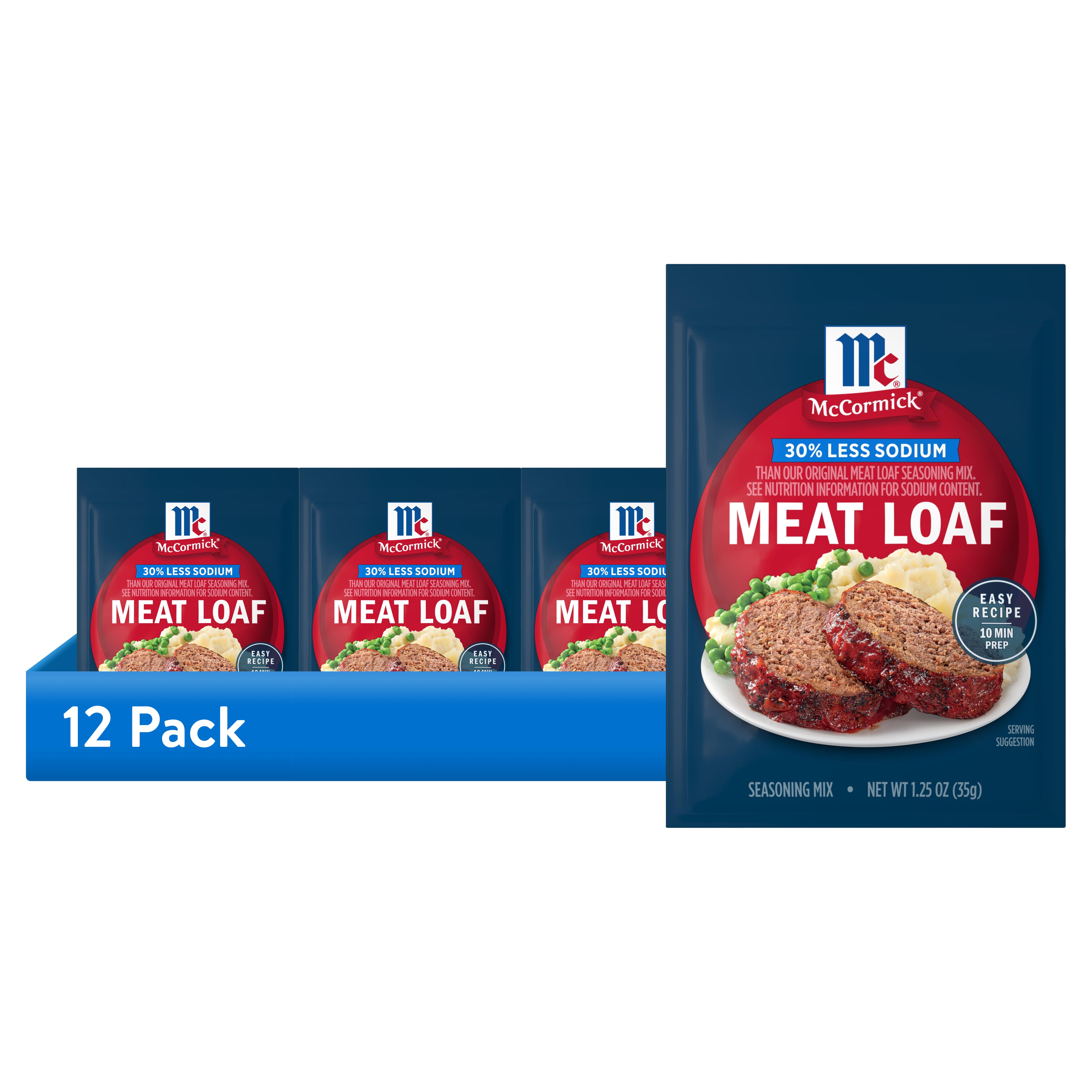 (12 pack) McCormick 30% Less Sodium Meat Loaf Seasoning Mix, 1.25 oz ...