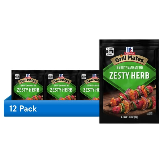(12 pack) McCormick GRILL MATES Zesty Herb Marinade Seasoning Mix, 1.06 ...