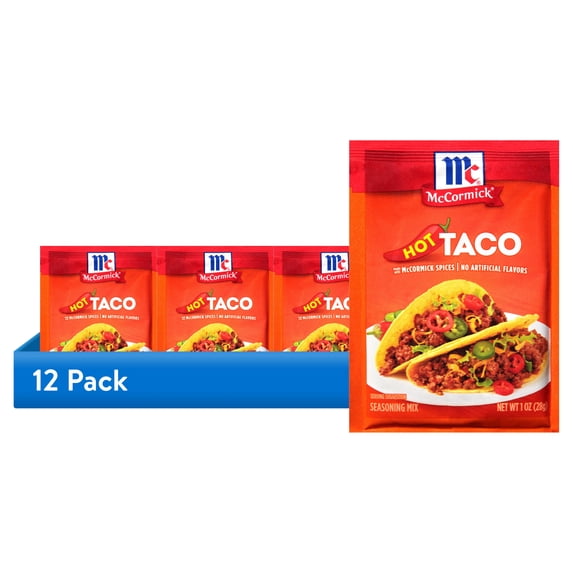 (12 pack) McCormick Hot Taco Seasoning Mix, 1.0 oz Packet - Walmart.com