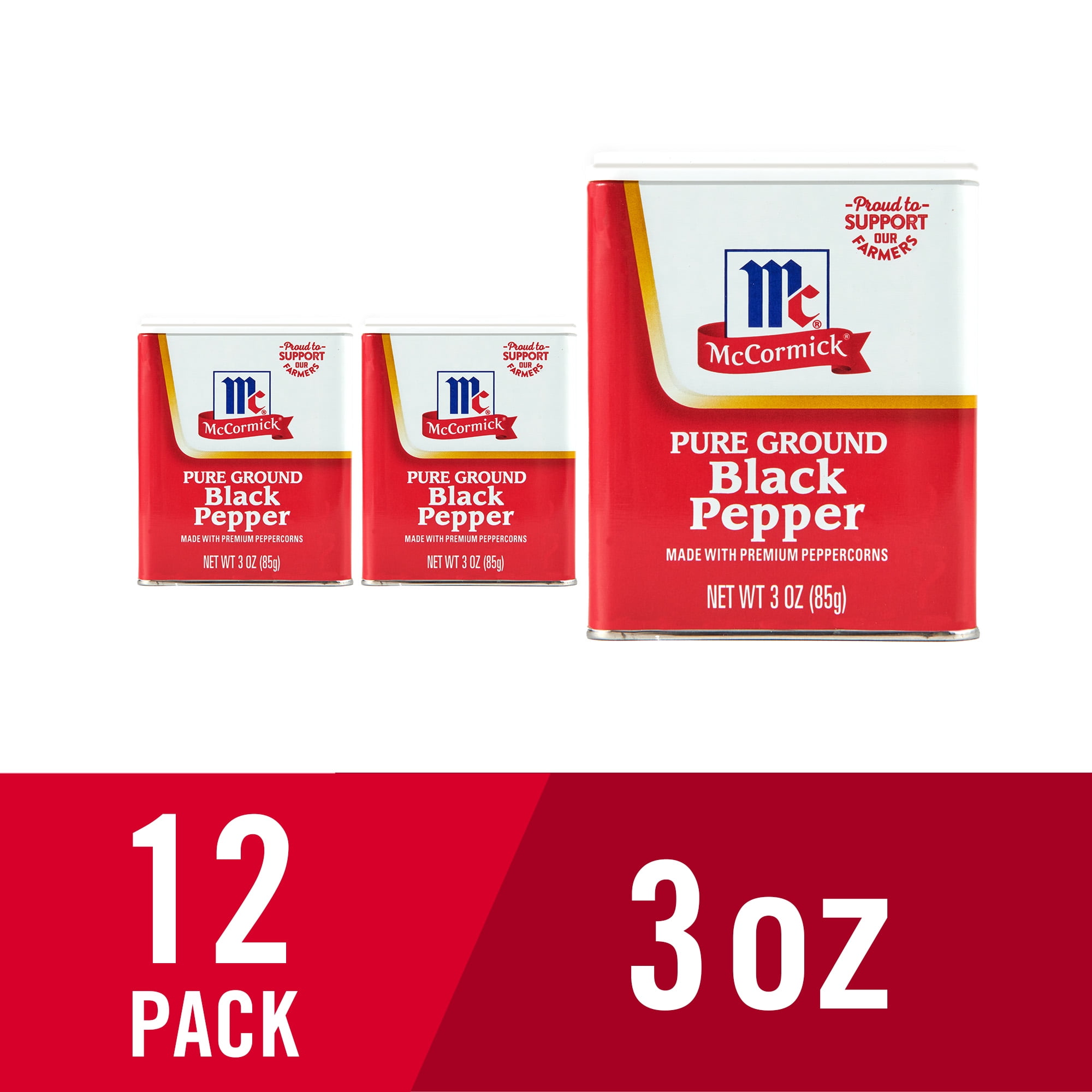 (12 pack) McCormick Kosher Pure Ground Black Pepper, 3.0 oz Can ...