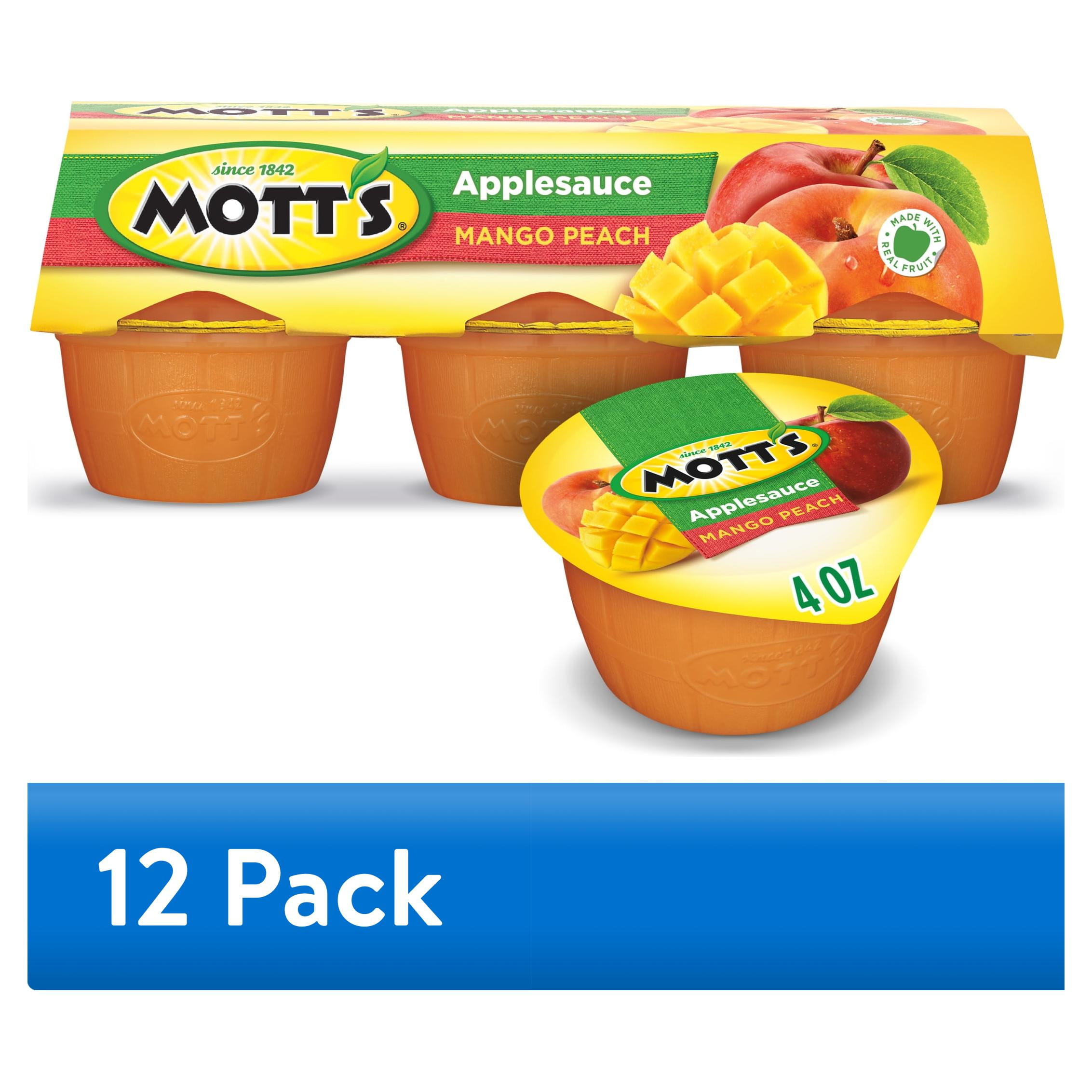 (12 pack) Mott's Mango Peach Applesauce, 4 Ounce Cup, 6 Count - Walmart.com