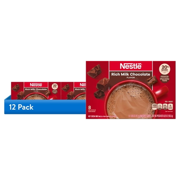 (12 pack) Nestle Insant Hot Cocoa Rich Milk Chocolate Flavored Mix ...