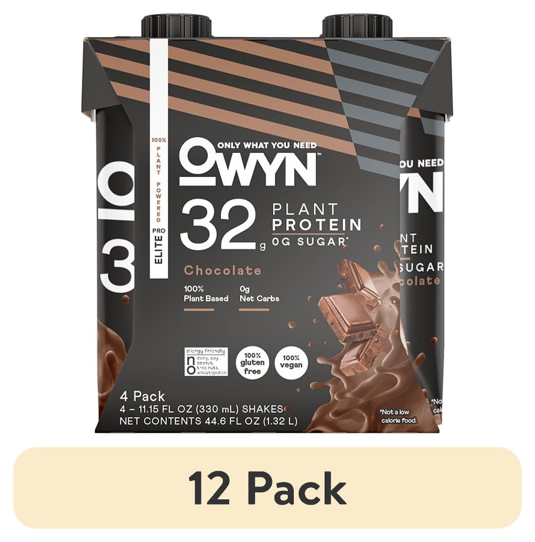 (12 pack) OWYN Pro Elite 32g High Protein Shakes, Chocolate, 11.15 fl oz, 4 Count - Walmart.com