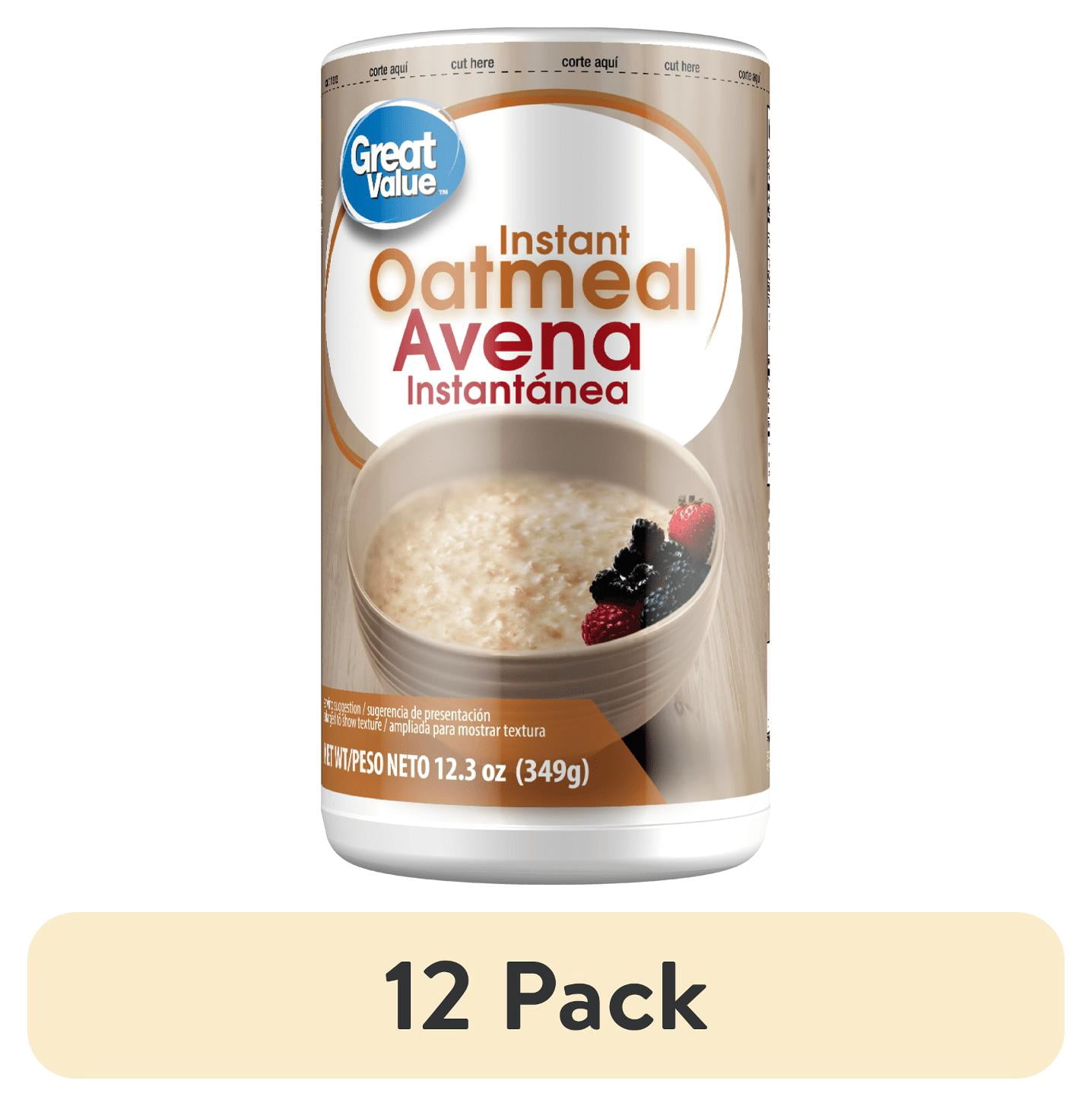 (12 pack) Great Value Oatmeal, Fluffy Instant Hot Cereal Breakfast, 16 ...