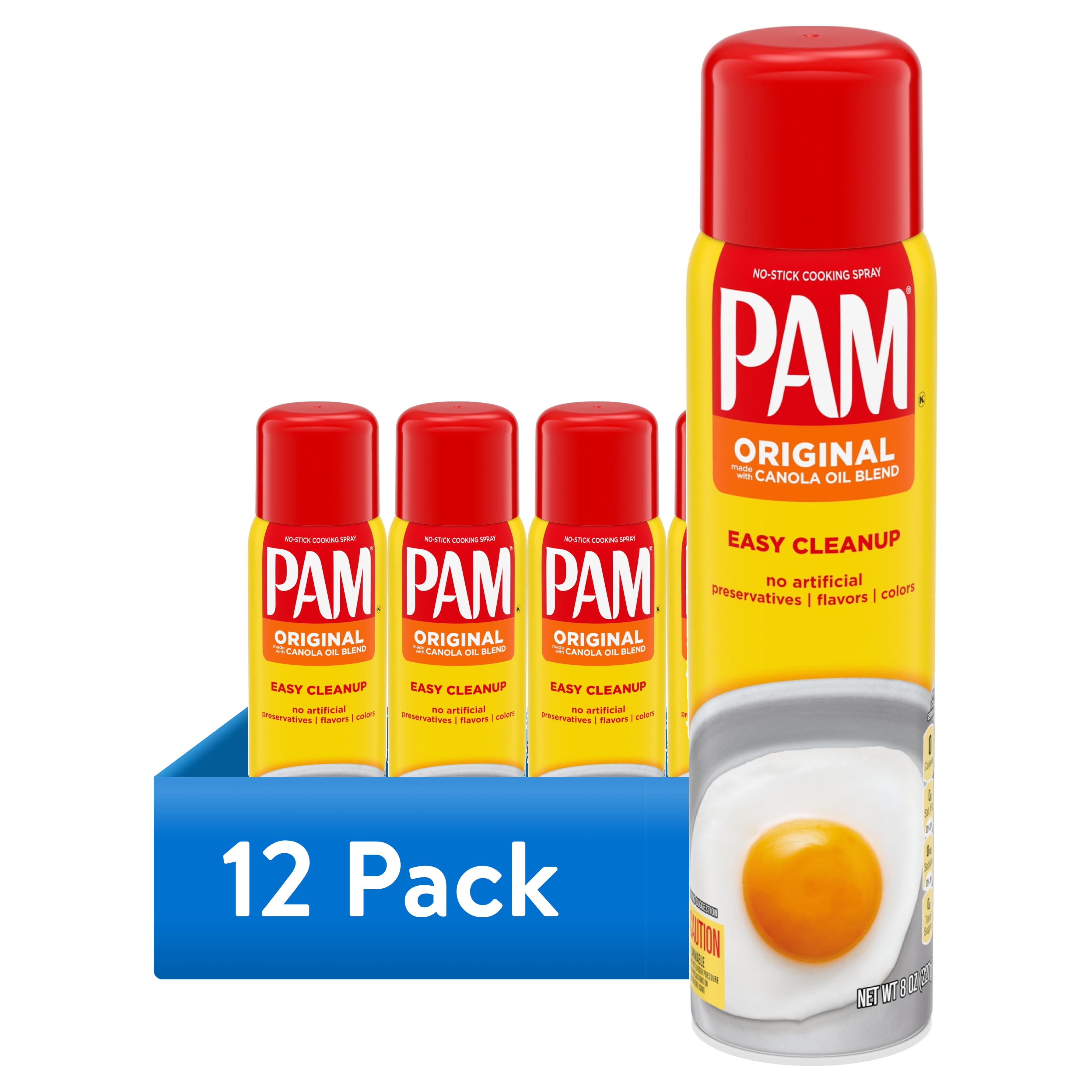 (12 pack) PAM Original Canola Oil Blend Non-Stick Cooking Spray, 8 oz ...