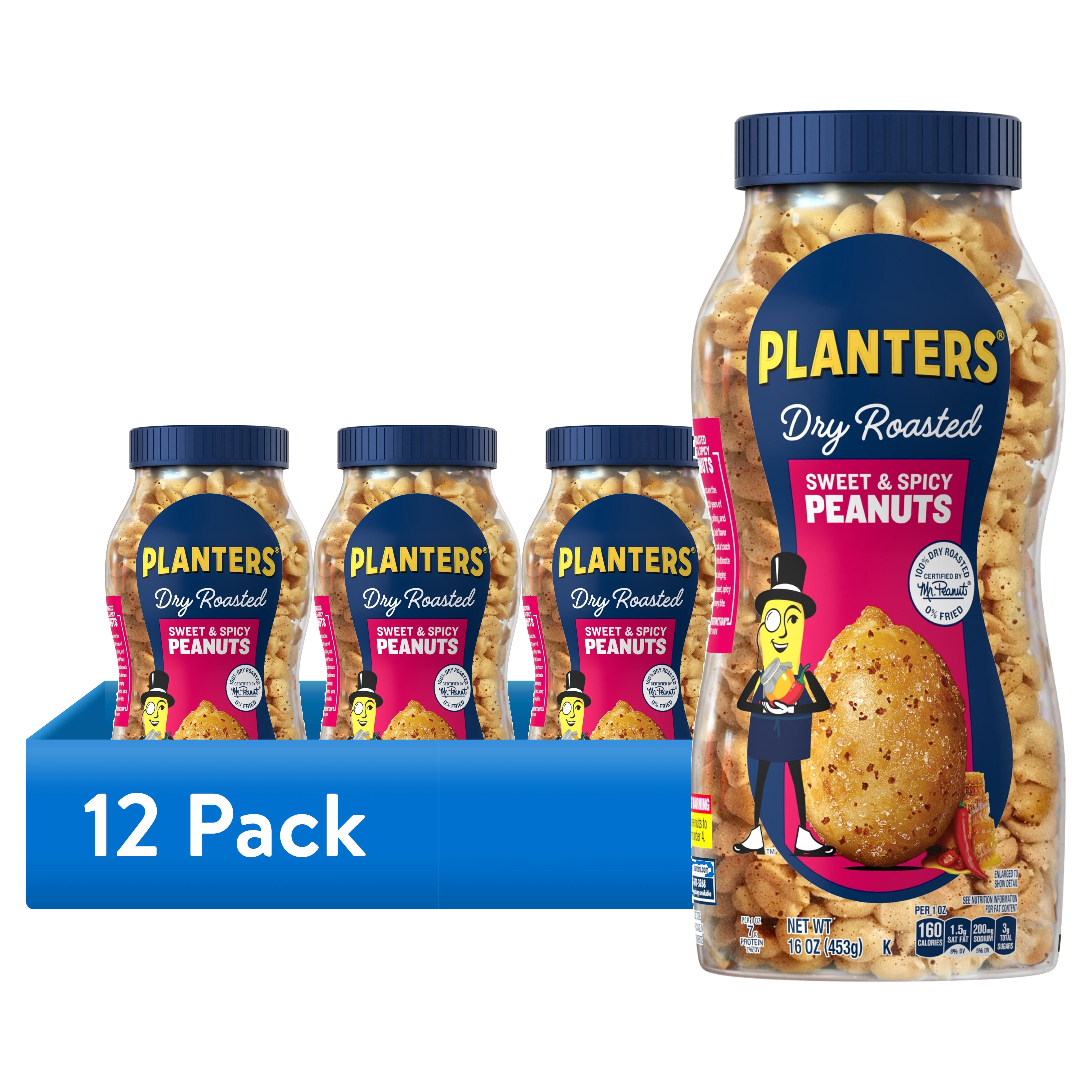 (12 pack) PLANTERS Sweet and Spicy Peanuts, Party Snacks, Plant-Based ...