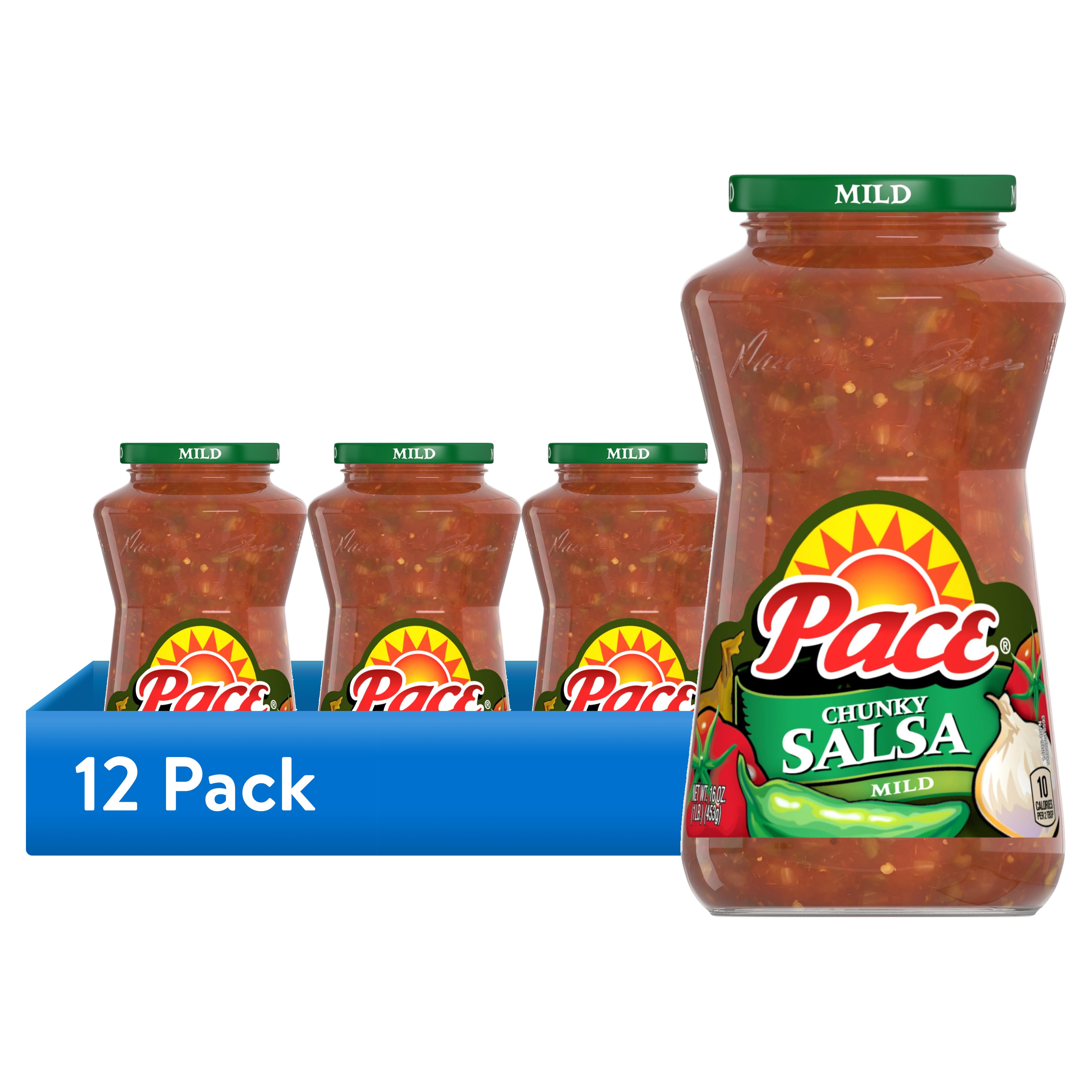 (12 pack) Pace Chunky Mild Salsa, 16 oz Jar - Walmart.com