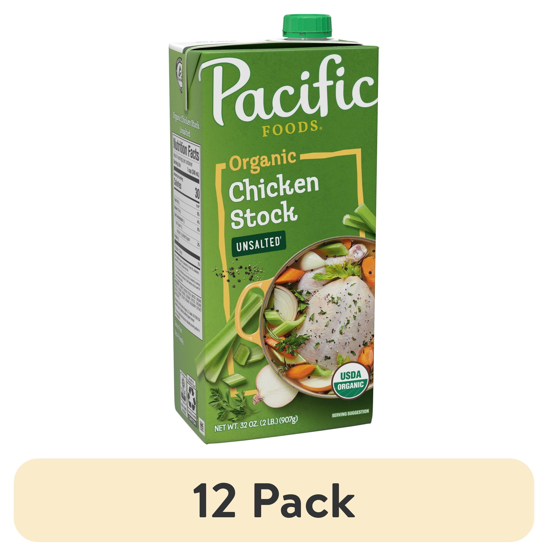 (12 pack) Pacific Foods Organic Unsalted Chicken Stock, 32 oz Carton ...