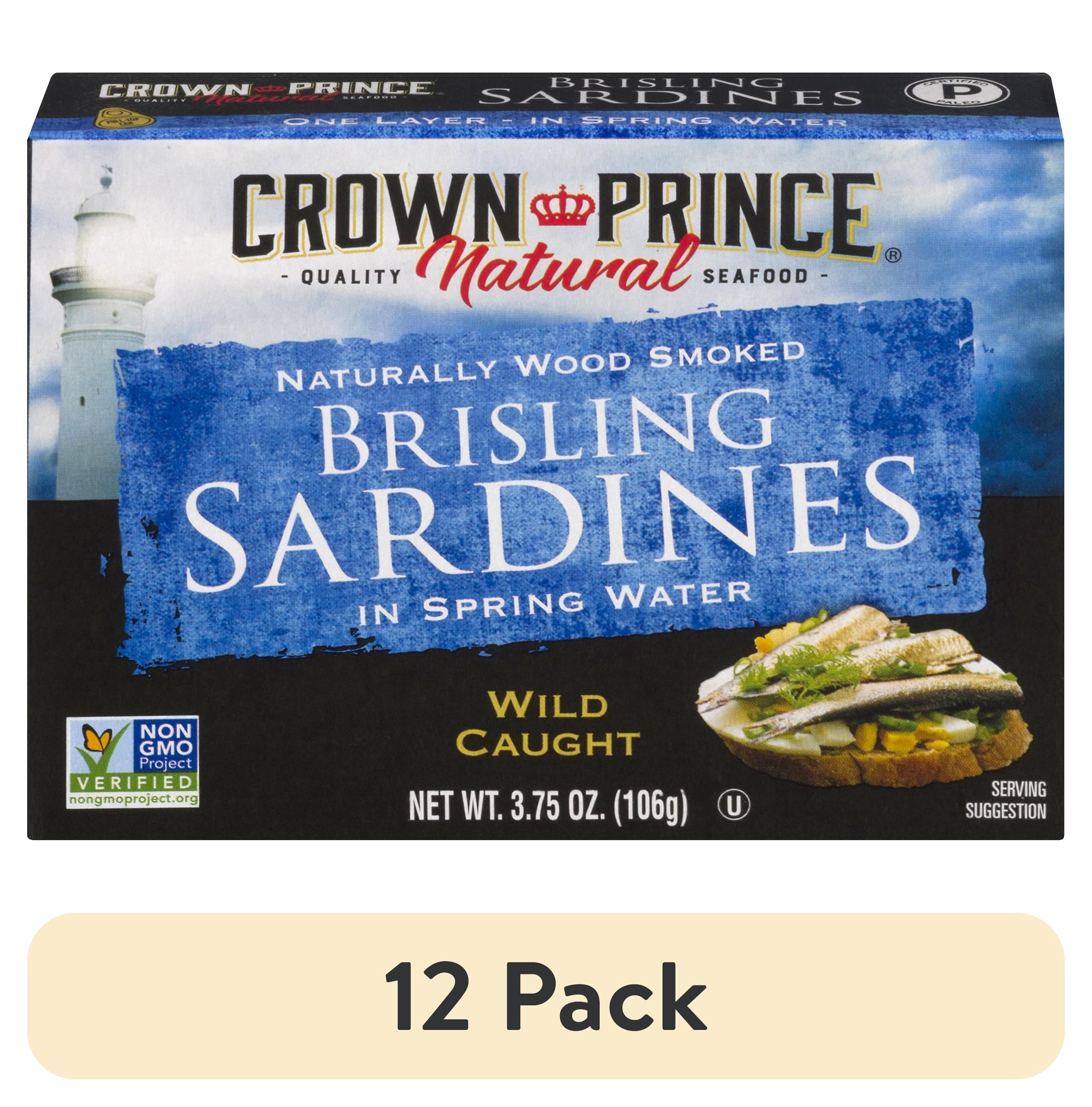 (12 pack) Crown Prince Natural Brisling Sardines in Spring Water, 3.75 ...