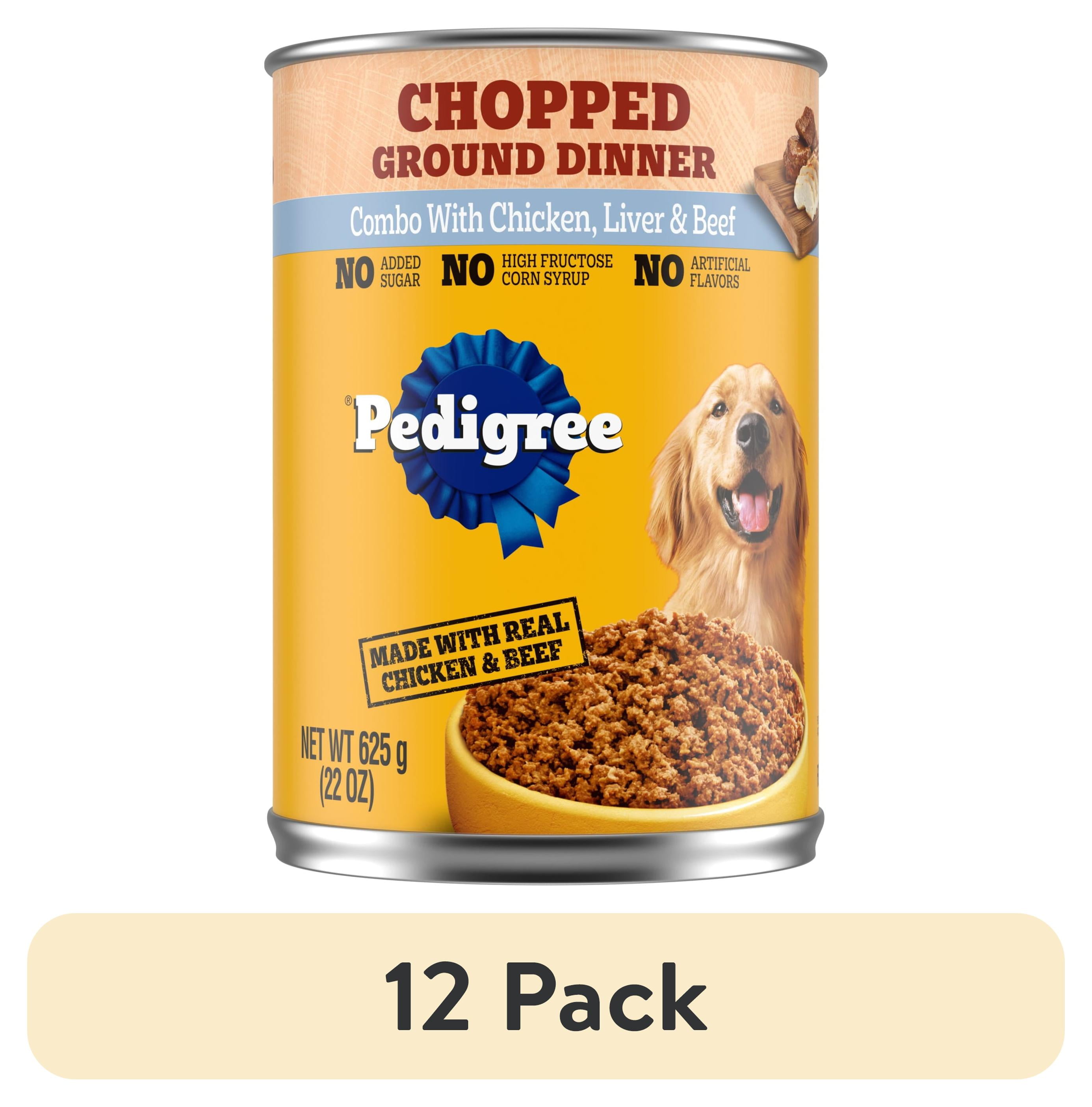 (12 pack) Pedigree Chopped Ground Dinner Canned Wet Dog Food Combo With ...