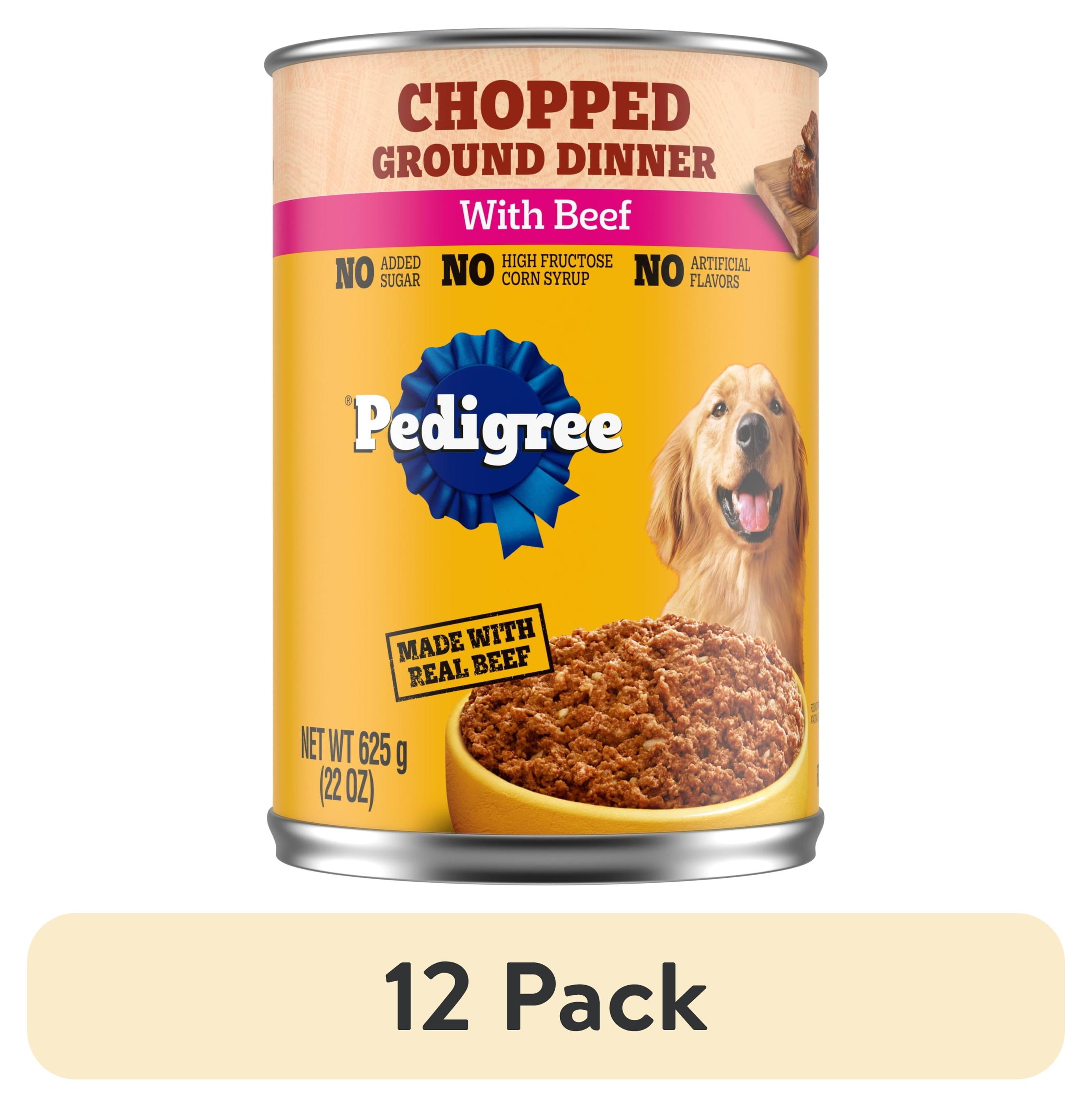 (12 pack) Pedigree Chopped Ground Dinner Adult Canned Wet Dog Food With ...