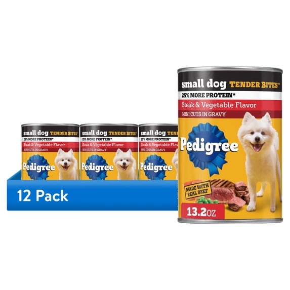 (12 pack) Pedigree Small Dog Tender Bites In Gravy Wet Dog Food, Steak ...