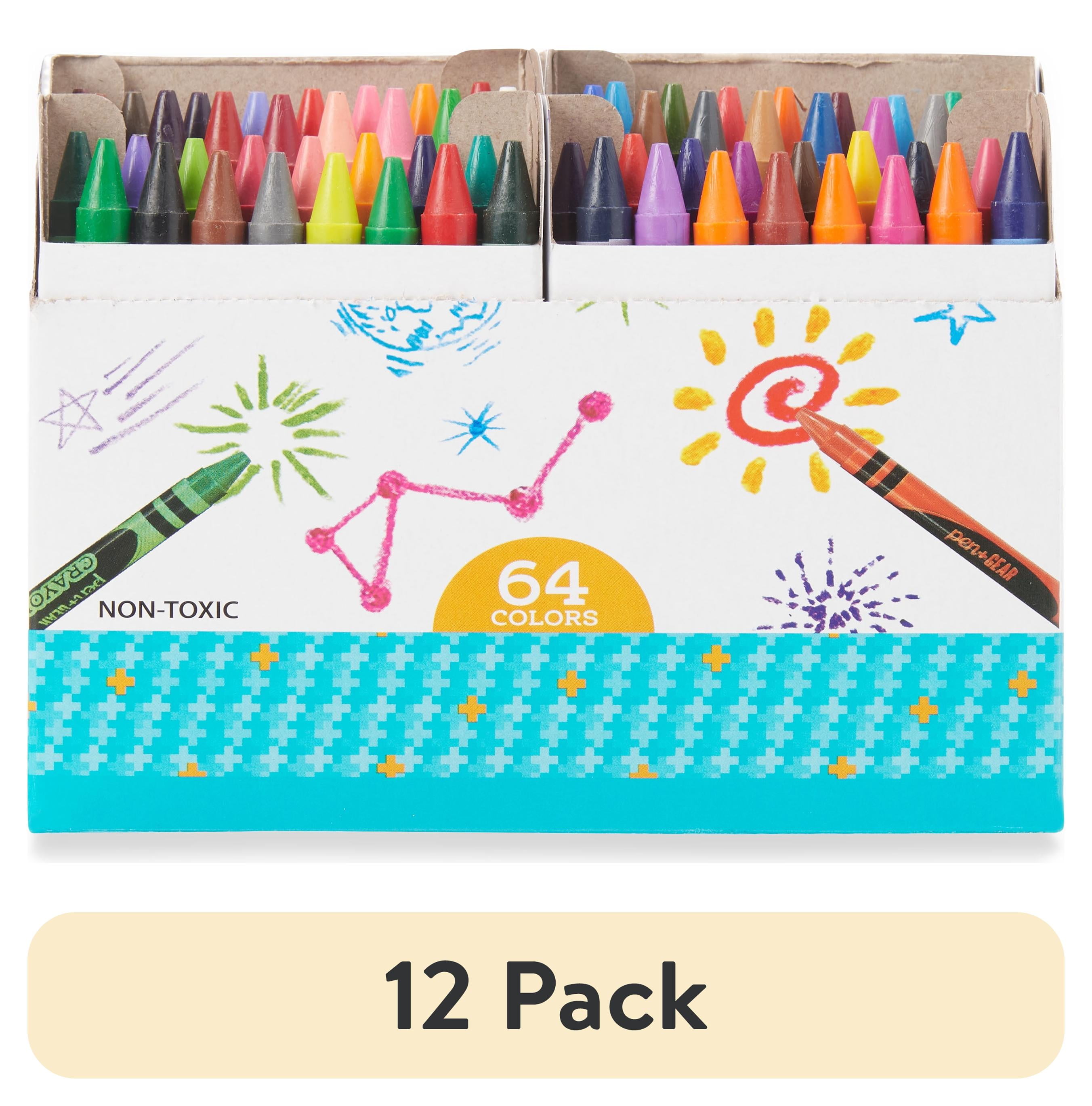 (12 pack) Pen+Gear Classic Crayons, Built in Sharpener, 64 Count, 64 ...