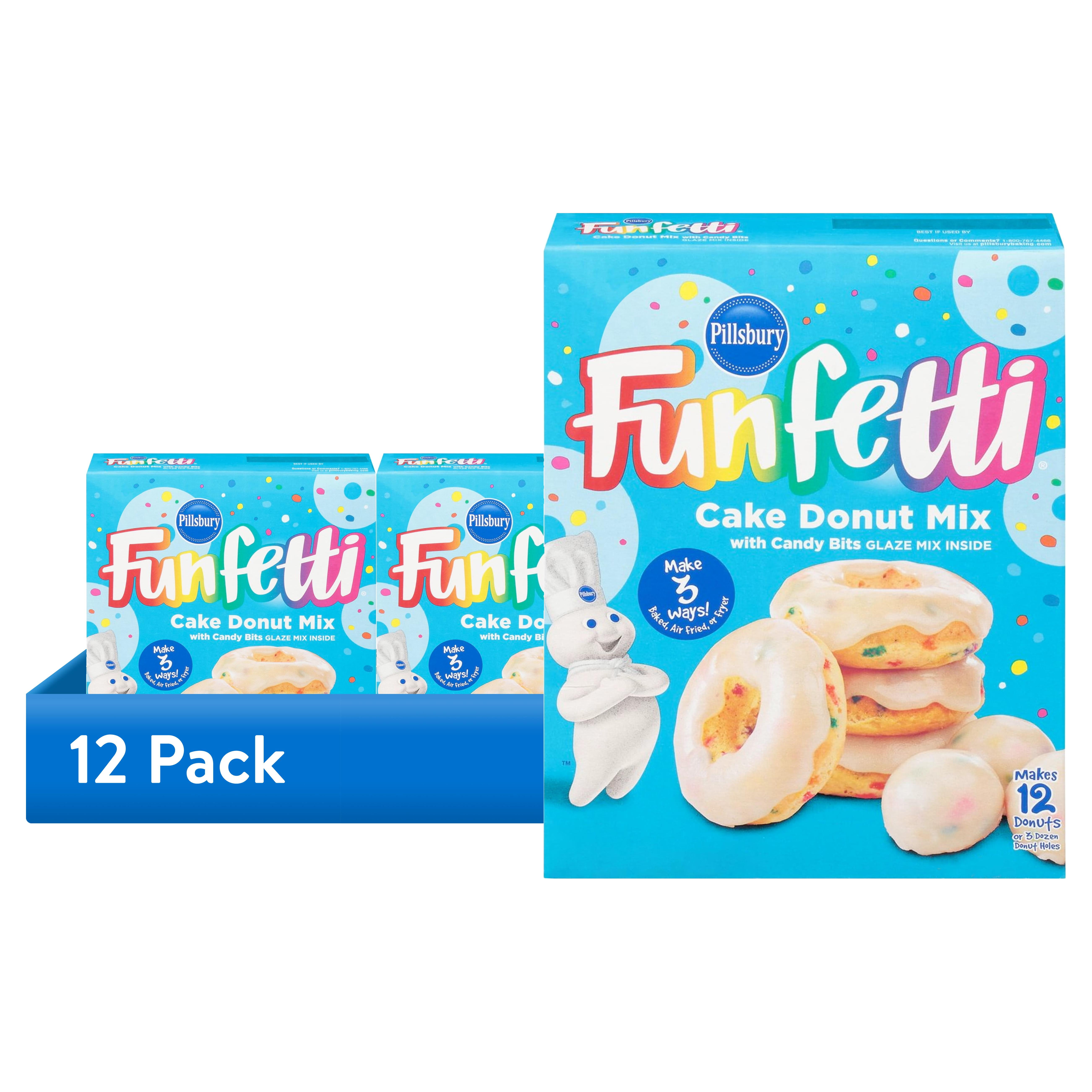 (12 pack) Pillsbury Funfetti Cake Donut Mix with Candy Bits, 16.2 oz ...