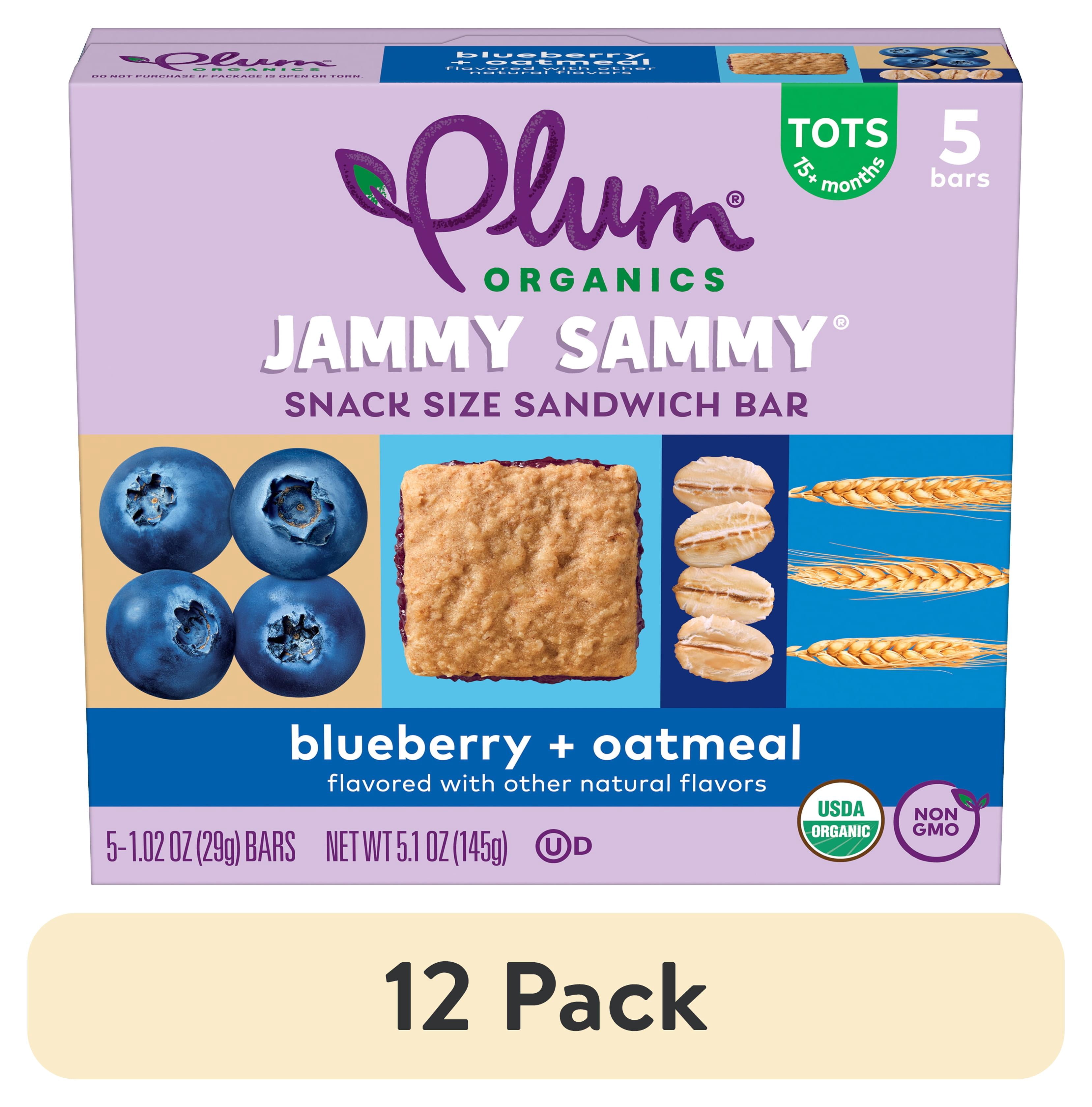 (12 pack) Plum Organics® Jammy Sammy® Snack Size Sandwich Bar Blueberry ...
