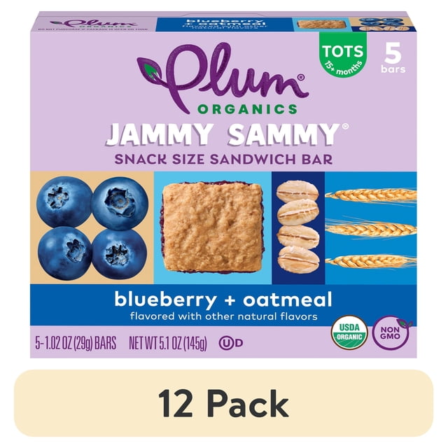 (12 pack) Plum Organics® Jammy Sammy® Snack Size Sandwich Bar Blueberry ...