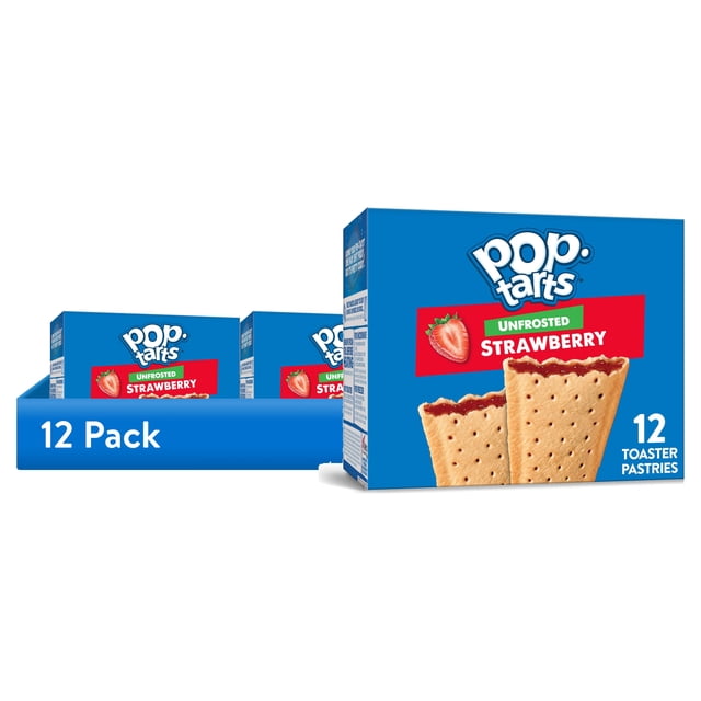 (12 pack) Pop-Tarts Unfrosted Strawberry Toaster Pastries, Breakfast ...