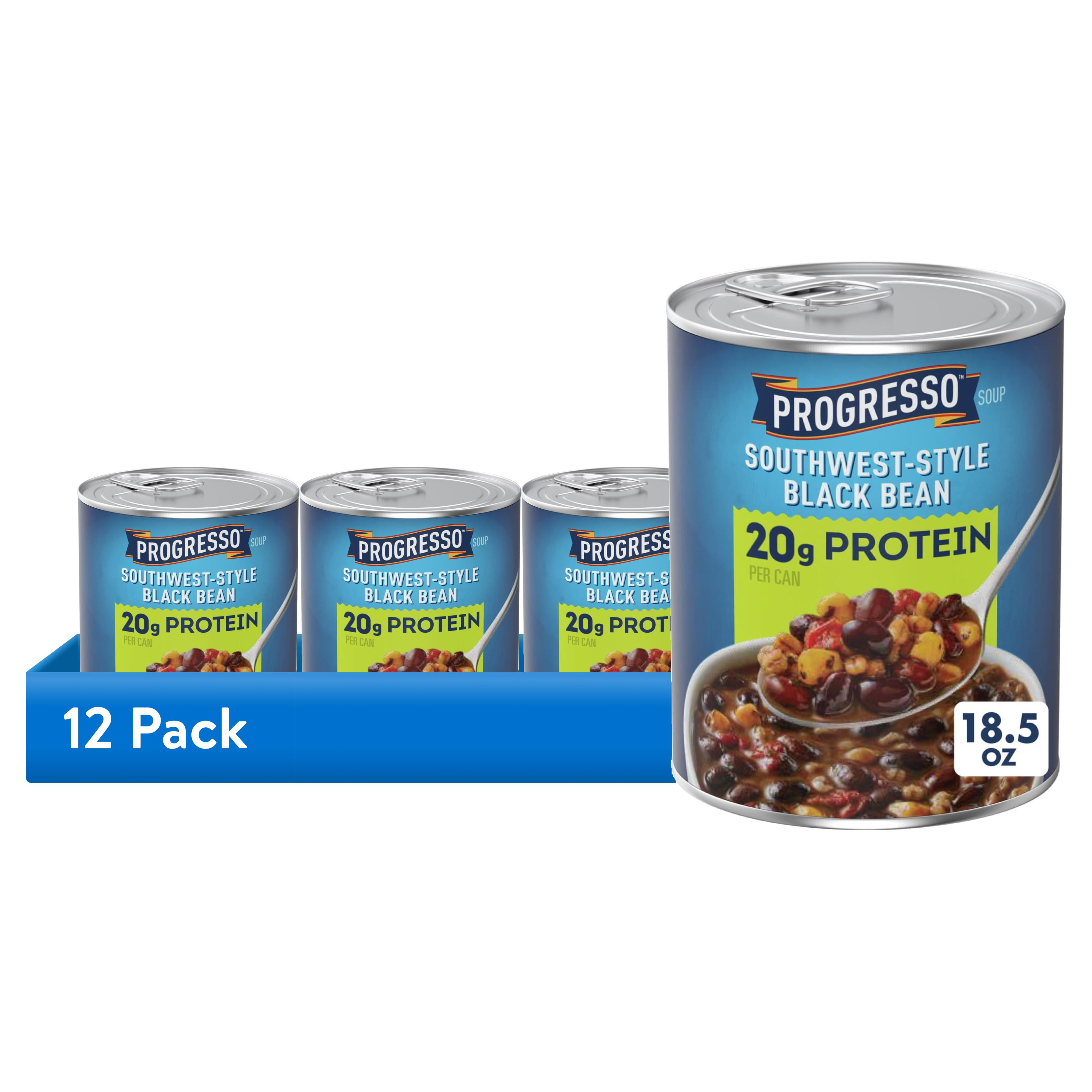 (12 pack) Progresso Southwest-Style Black Bean Protein Soup, Vegetarian, 18.5 oz - Walmart.com