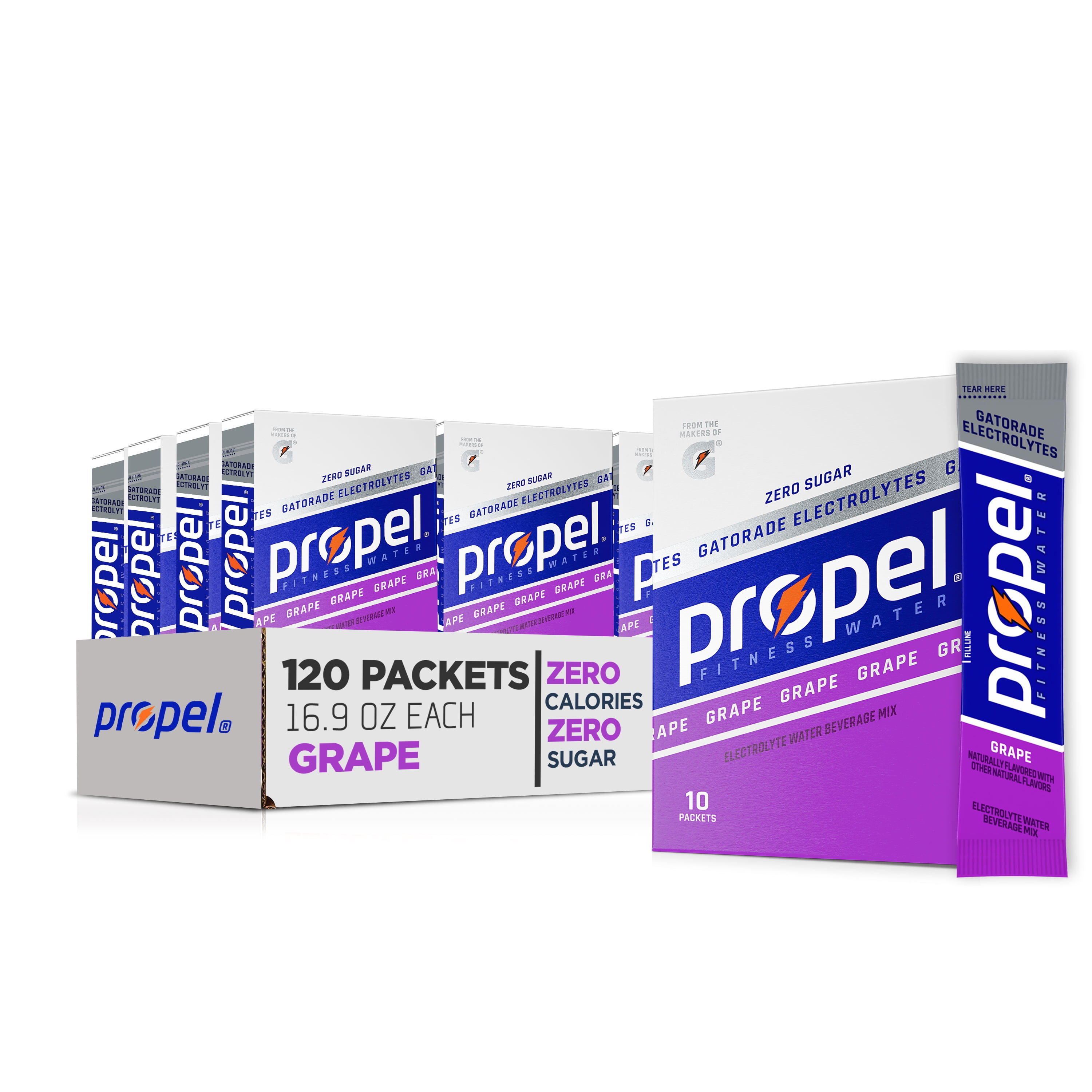 (12 pack) Propel Electrolyte Enhanced Water Drink Mix Powder Packets, Grape, Zero Calorie & Zero ...