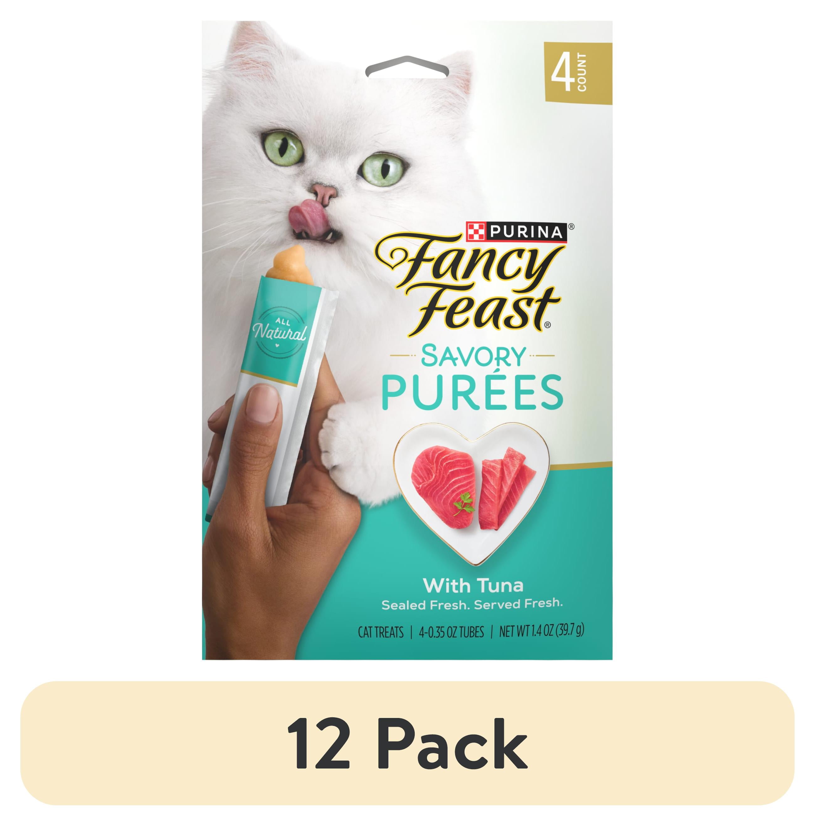 (12 pack) Purina Fancy Feast Savory Puree, Squeezable Cat Treats, Tuna ...