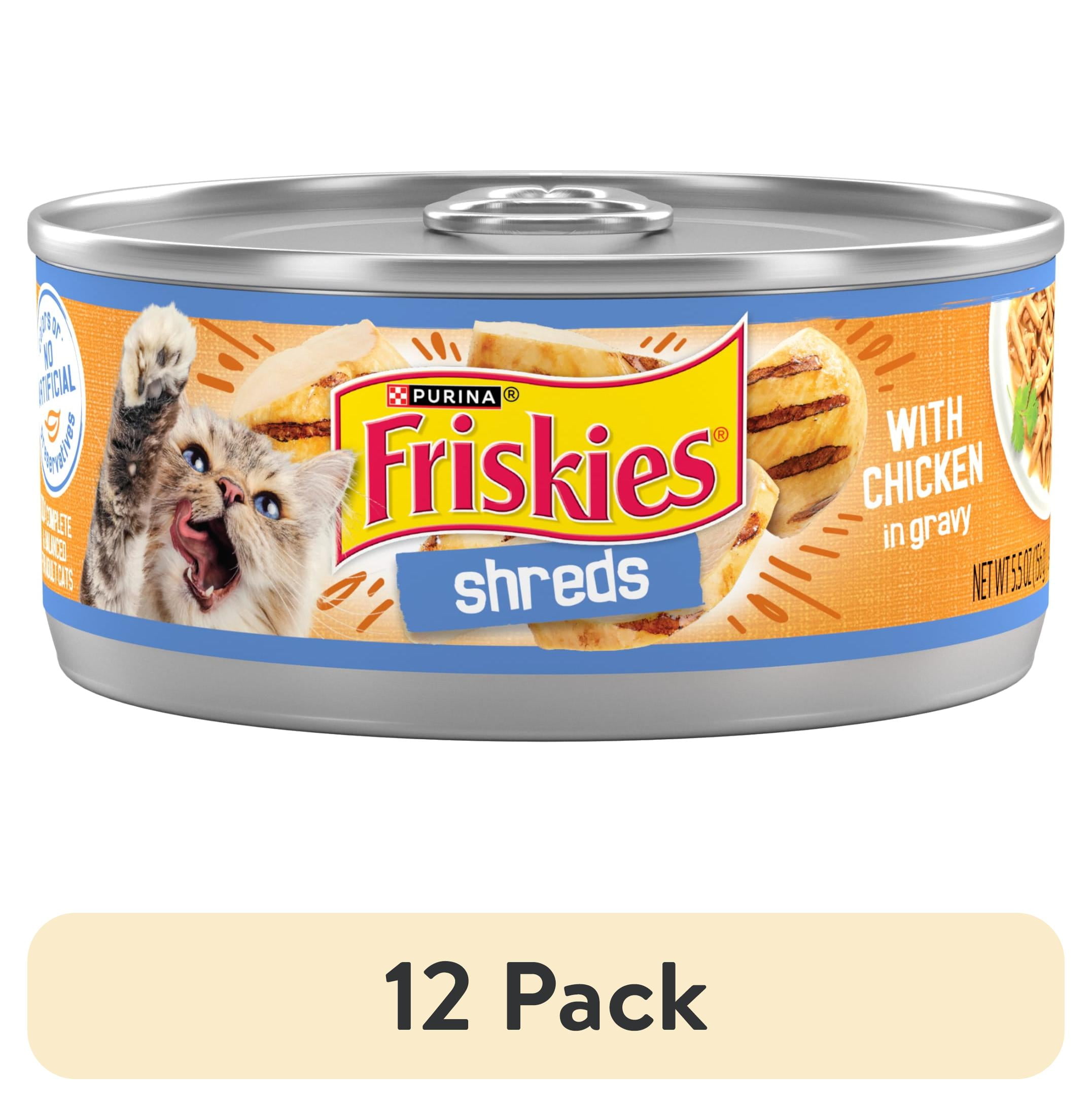 (12 pack) Purina Friskies Shreds, Chicken in Gravy, Wet Cat Food, 5.5 ...