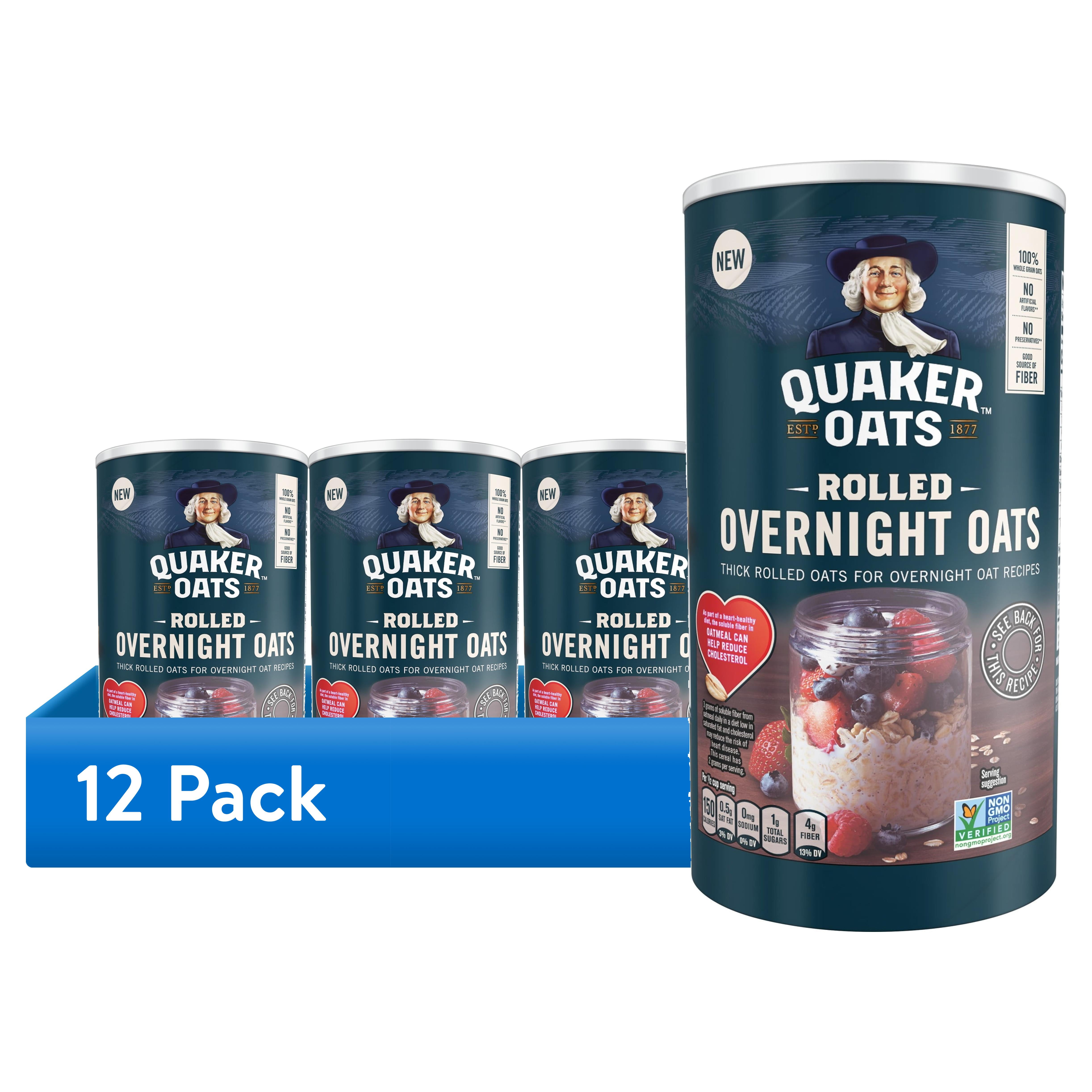(12 pack) Quaker, Rolled Overnight Oats, Oatmeal, 19 oz - Walmart.com