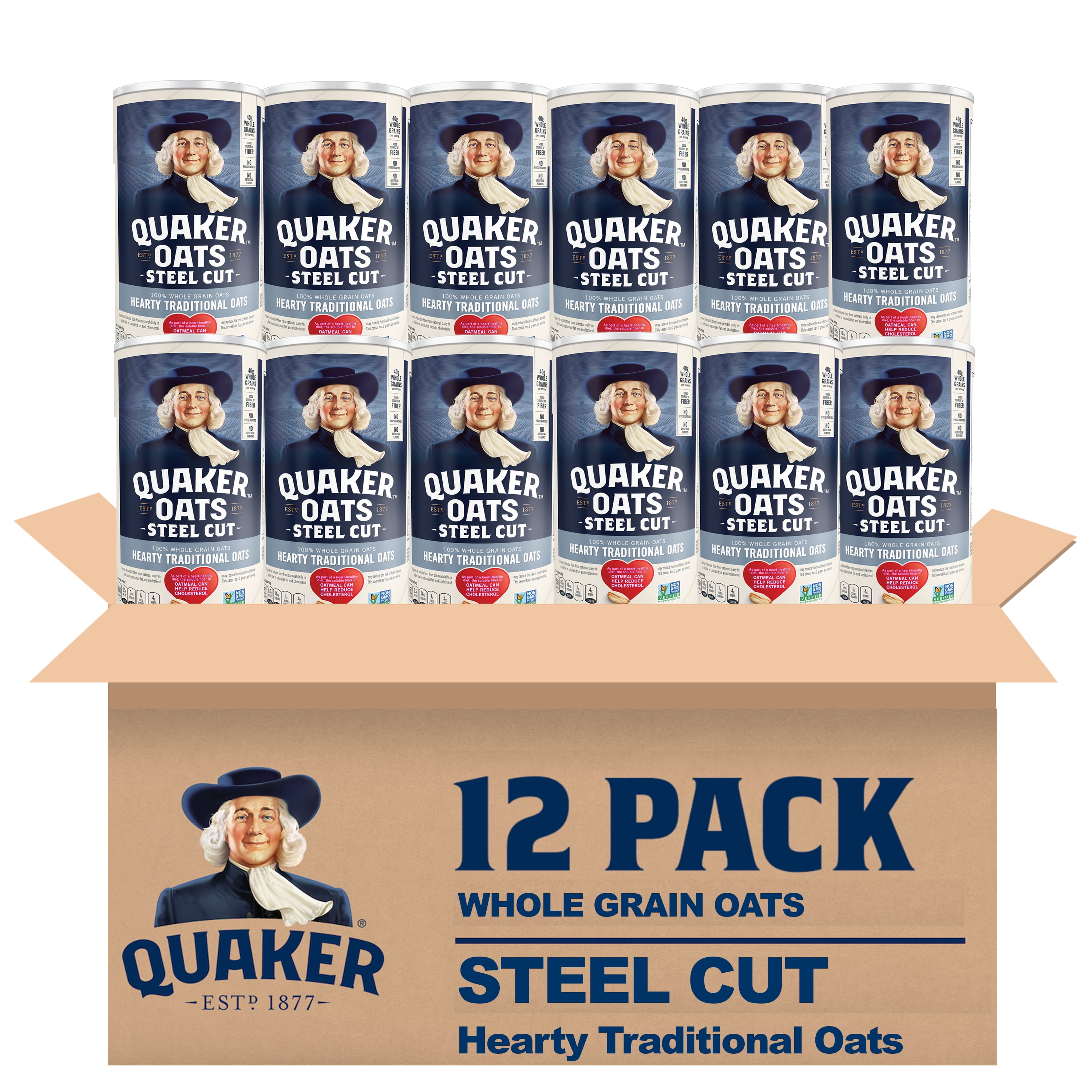 (12 pack) Quaker, Steel Cut Quick 3-Minute Oats, Microwave or Cook on ...
