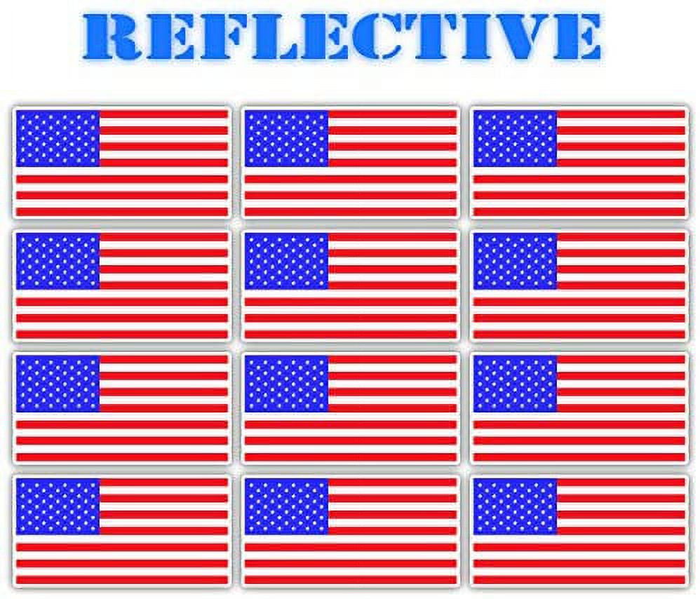 (12 pack) Reflective USA United States of America American Flag Hard ...