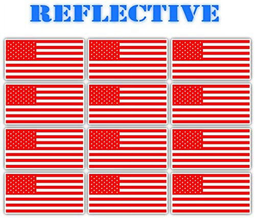 (12 pack) Reflective USA United States of America American Flag Hard ...