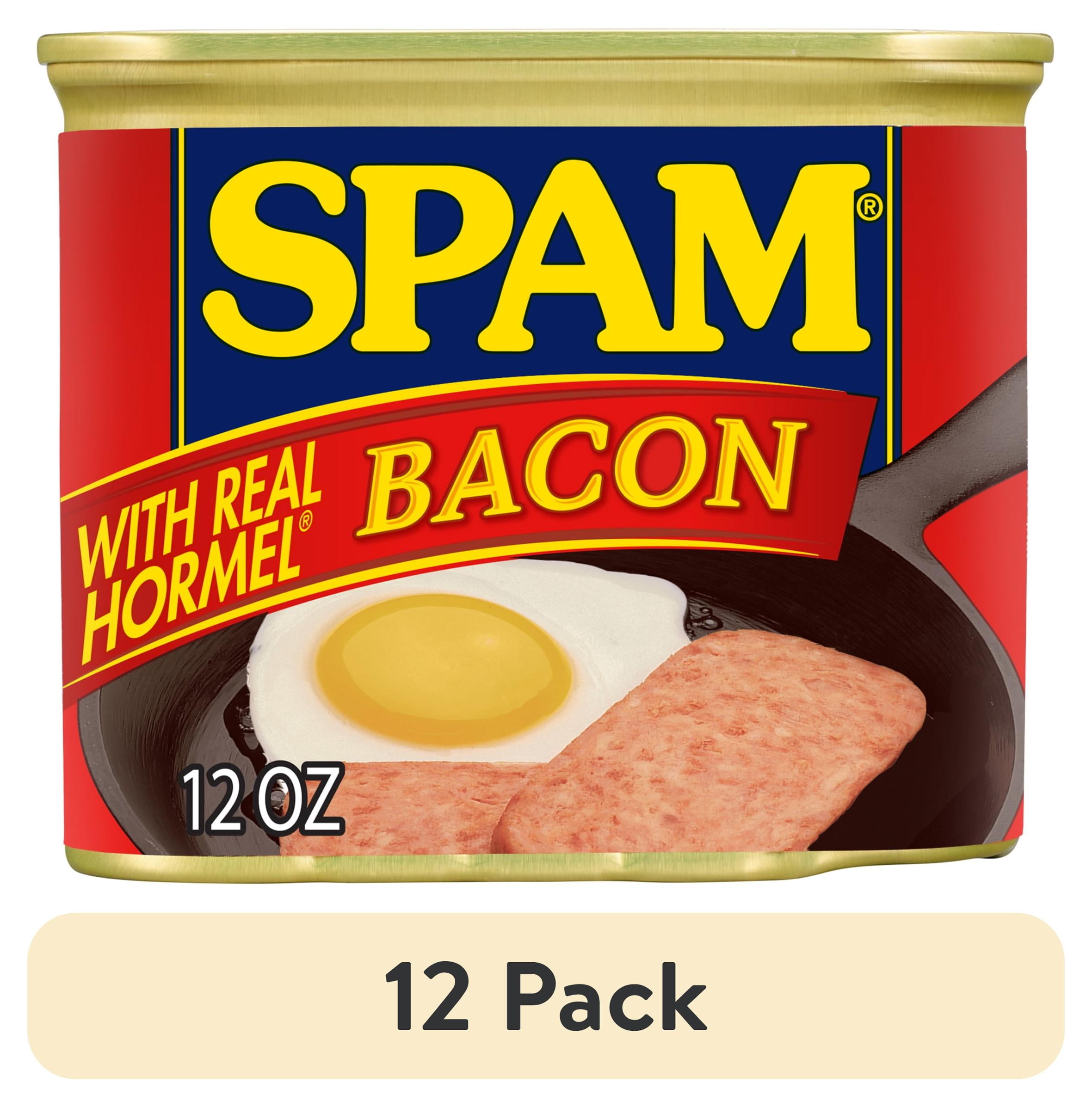 (12 pack) SPAM with Real HORMEL Bacon, 12 oz Aluminum Can, Canned Meats, 7 G Protein per Serving ...
