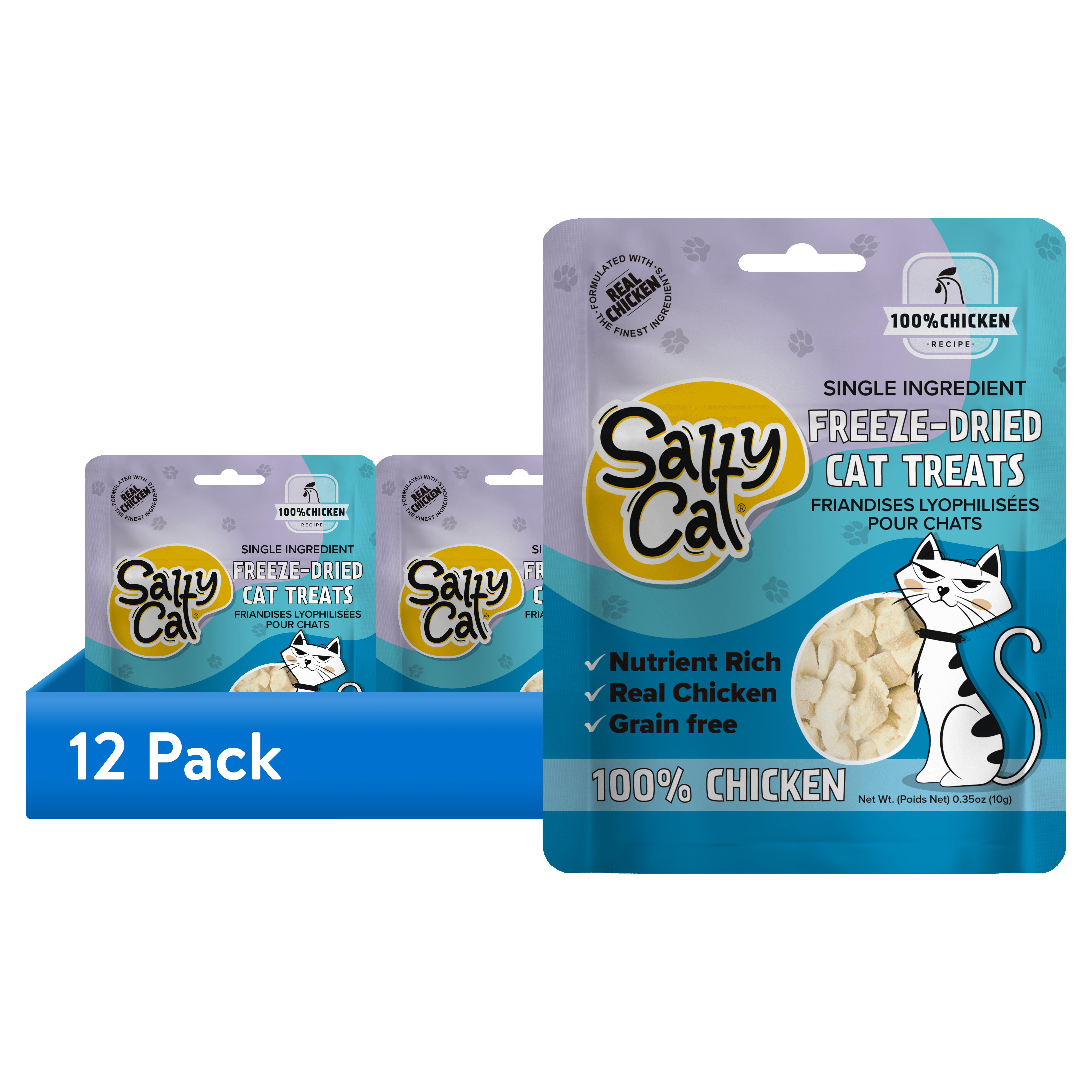 (12 pack) Salty Cat Freeze-Dried Chicken Flavor Crunchy Treats for Cats ...