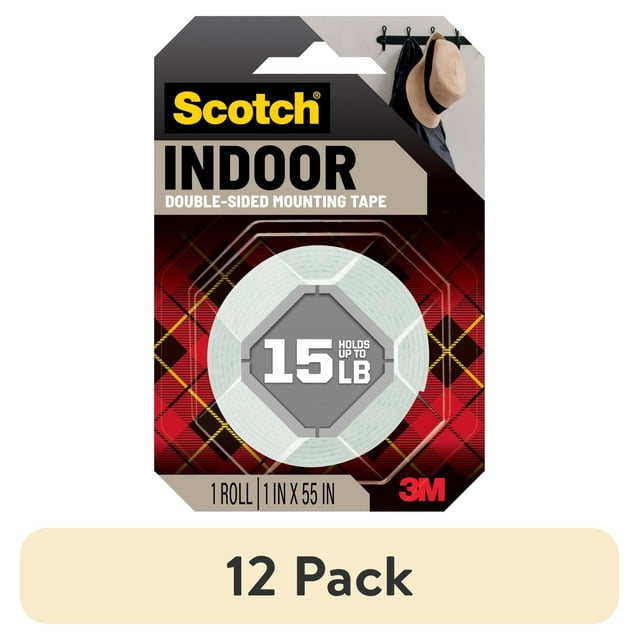 (12 pack) Scotch-Mount Indoor Double-Sided Mounting Tape, 1 in x 55 in ...
