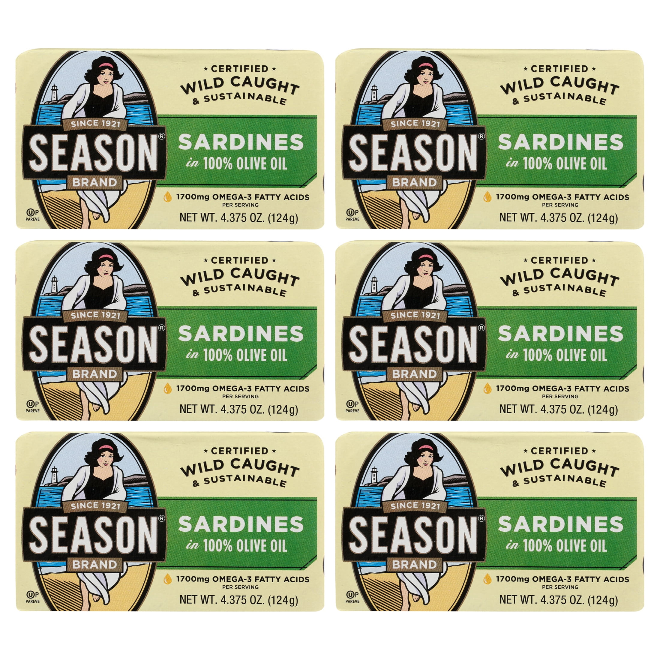 (12 pack) Season Sardines in Olive Oil, Salt Added, 4.375 oz Can ...