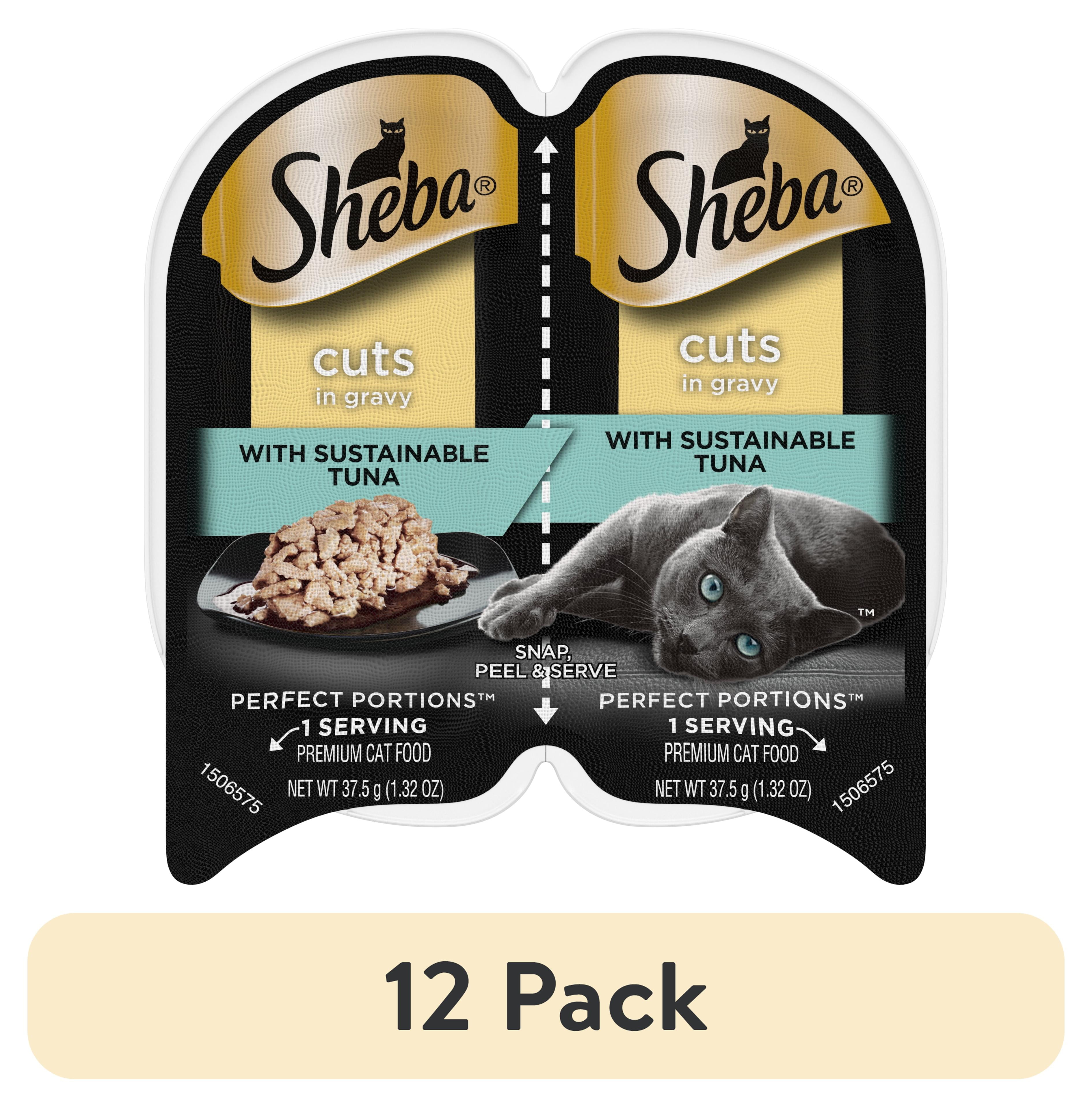 (12 pack) Sheba Wet Cat Food Cuts in Gravy with Sustainable Tuna, 2.6 ...