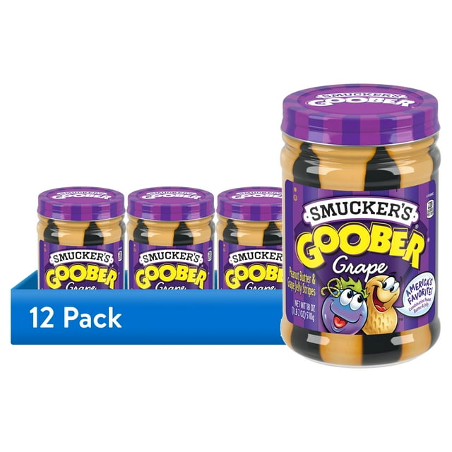 (12 pack) Smucker's Goober Peanut Butter and Grape Jelly Stripes, 18 ...