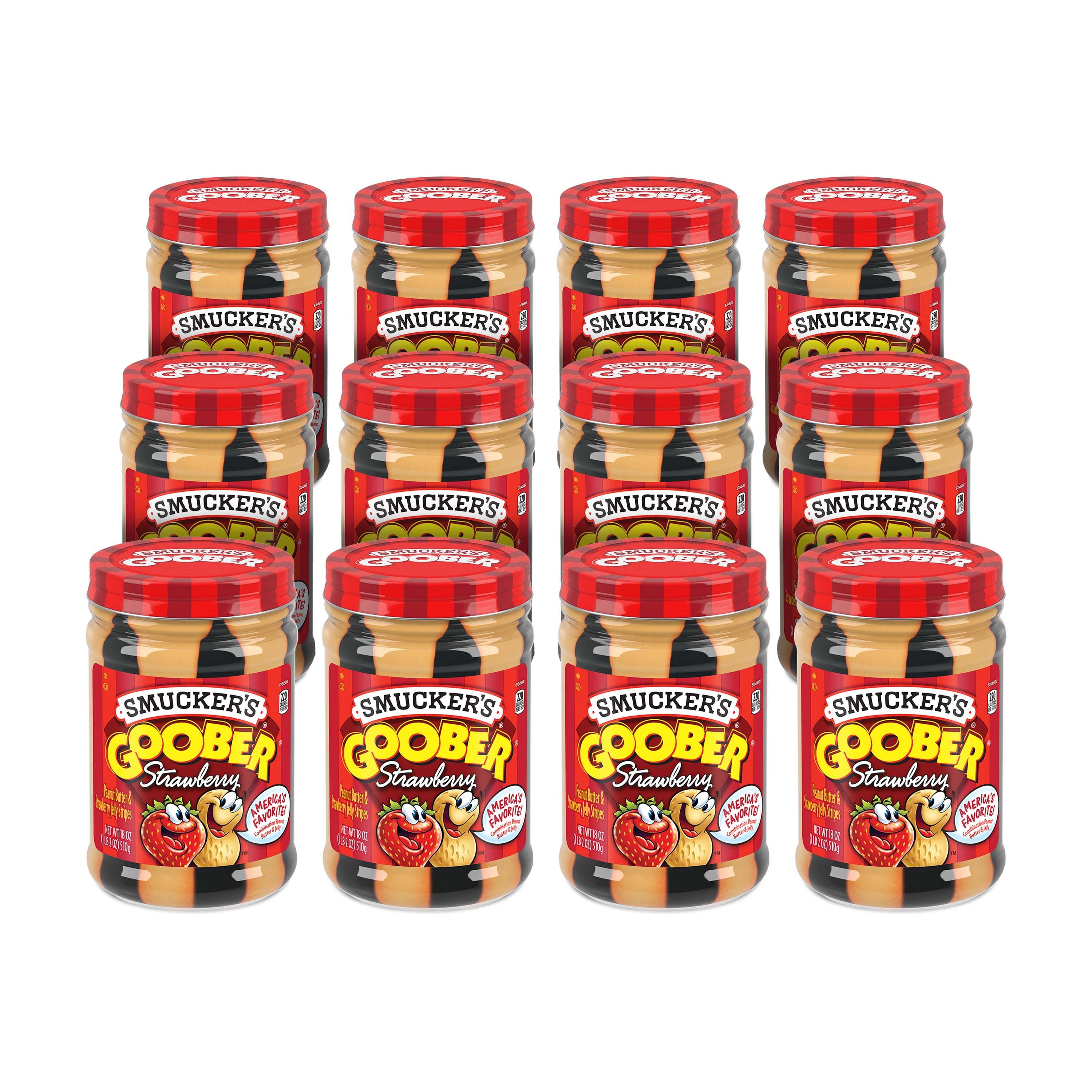 (12 pack) Smucker's Goober Peanut Butter and Strawberry Jelly Stripes ...