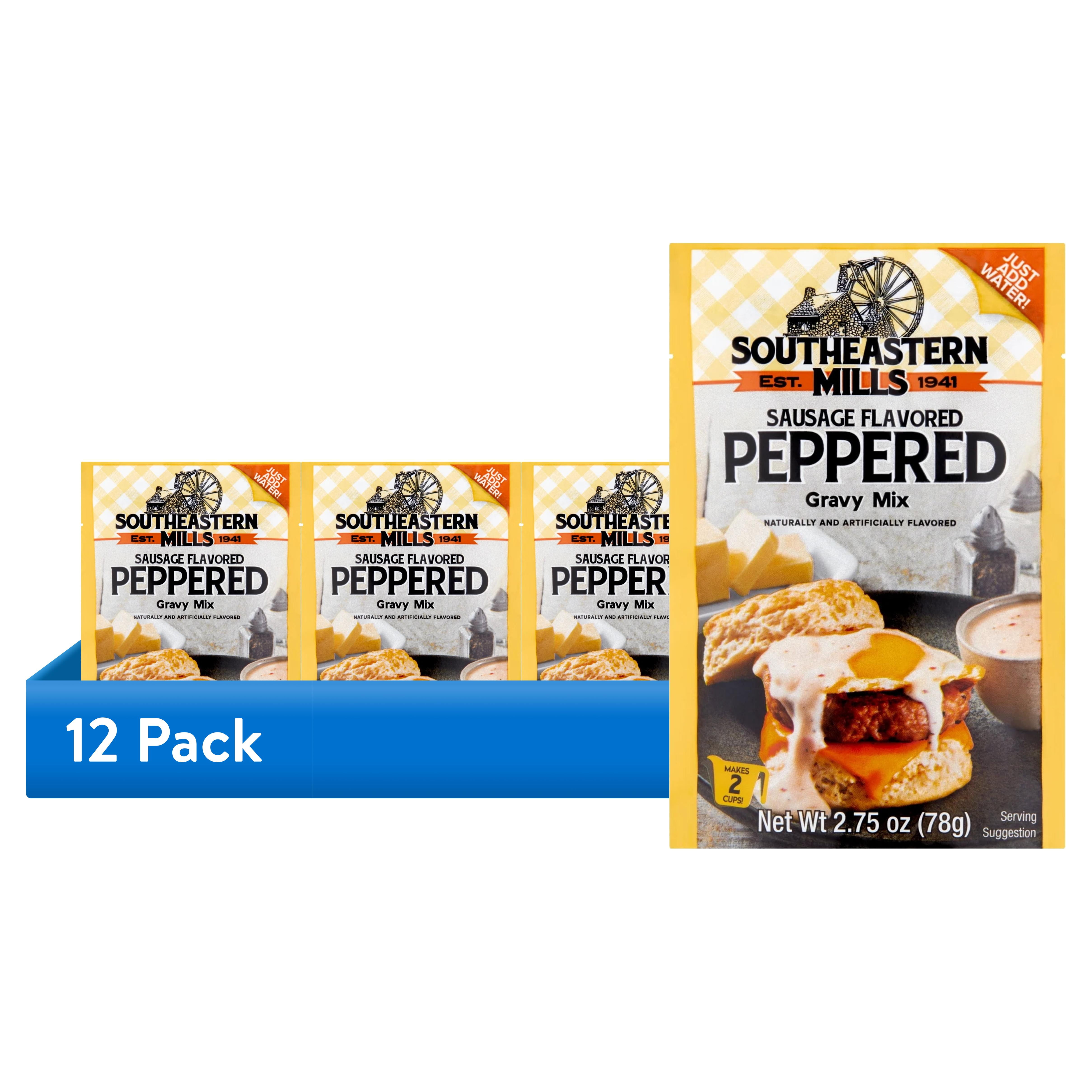 (12 pack) Southeastern Mills Peppered Gravy Mix with Sausage Flavor, 2. ...