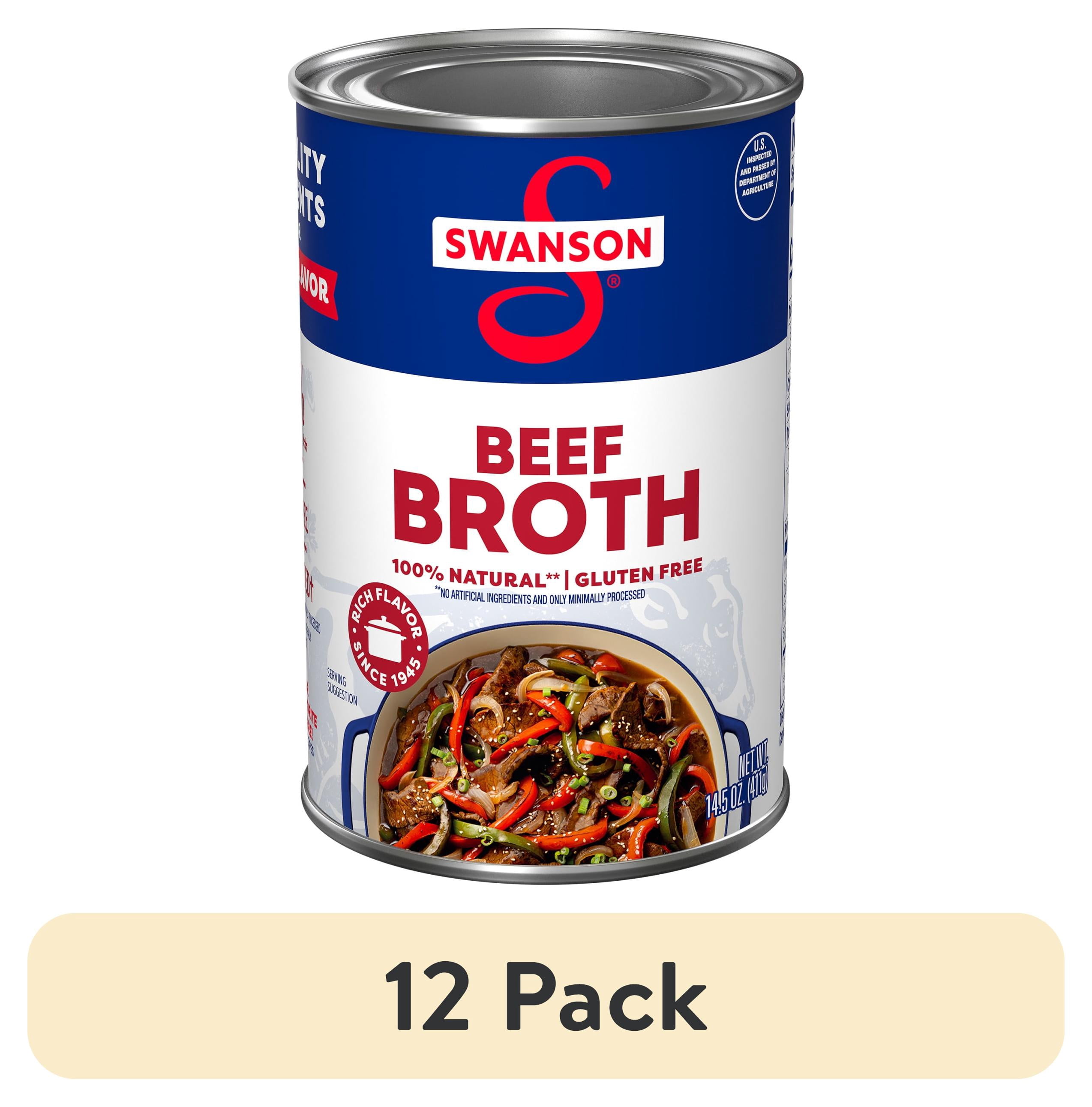 (12 pack) Swanson 100% Natural, Gluten-Free Beef Broth, 14.5 oz Can ...