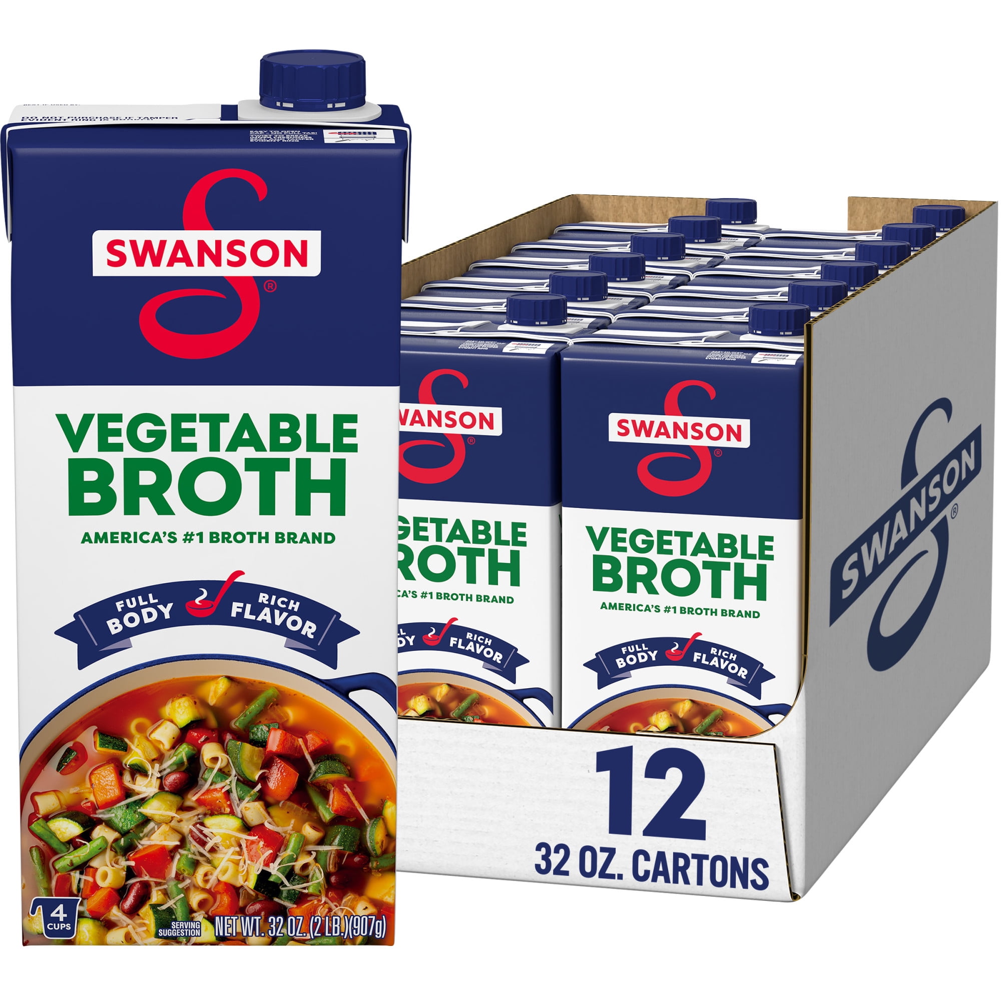 (12 pack) Swanson Vegetable Broth, 32 oz Carton - Walmart.com