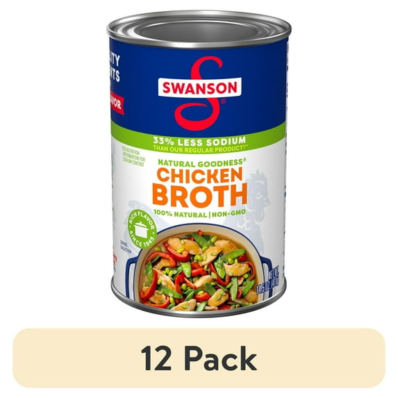 (12 pack) Swanson Natural Goodness 33% Less Sodium Chicken Broth, 14.5 ...