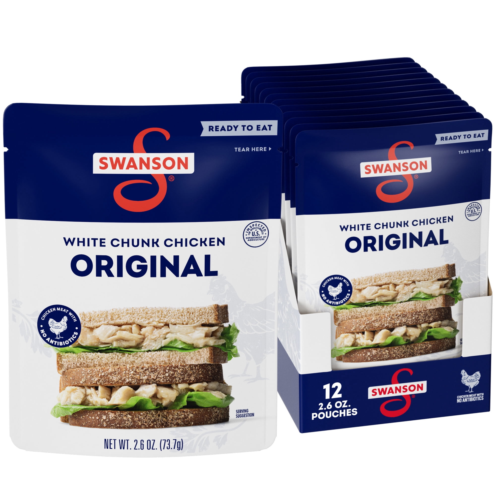 (12 pack) Swanson Original White Chunk Fully Cooked Chicken, Ready to ...