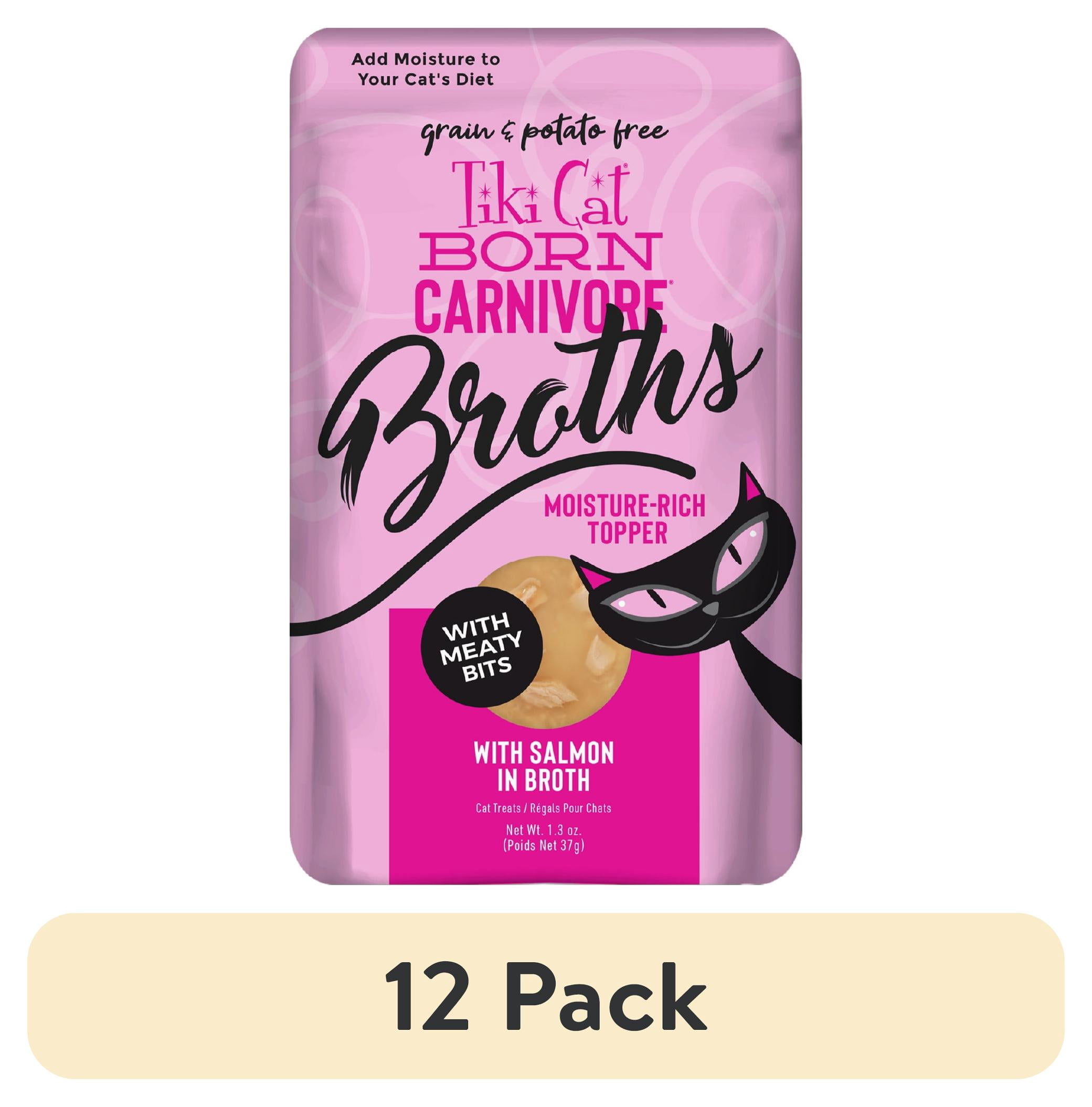 (12 pack) Tiki Cat Born Carnivore Broths Wet Cat Food Topper, Salmon, 1 ...