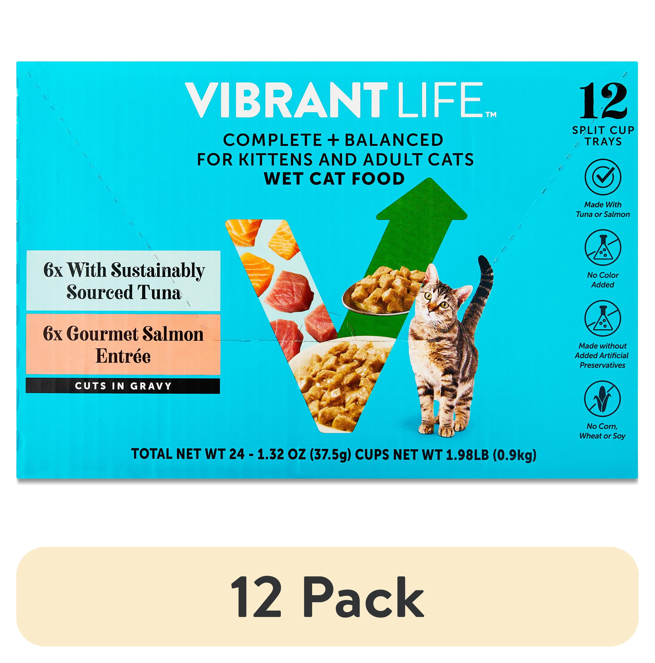 (12 pack) Vibrant Life Tuna & Salmon Cuts in Gravy Wet Cat Food ...