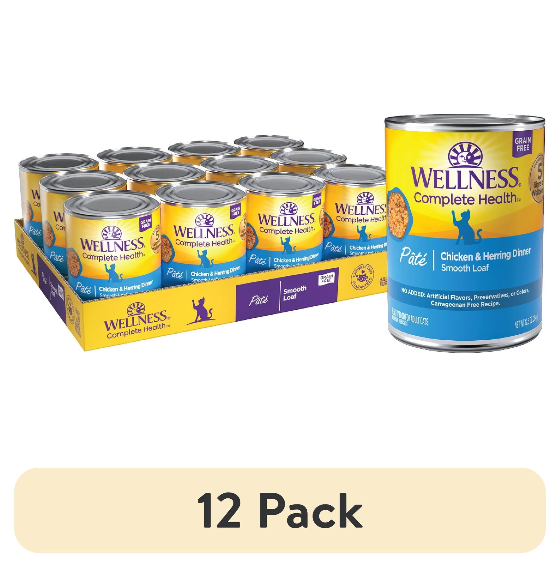 (12 pack) Wellness Complete Health Grain Free Canned Cat Food, Chicken ...